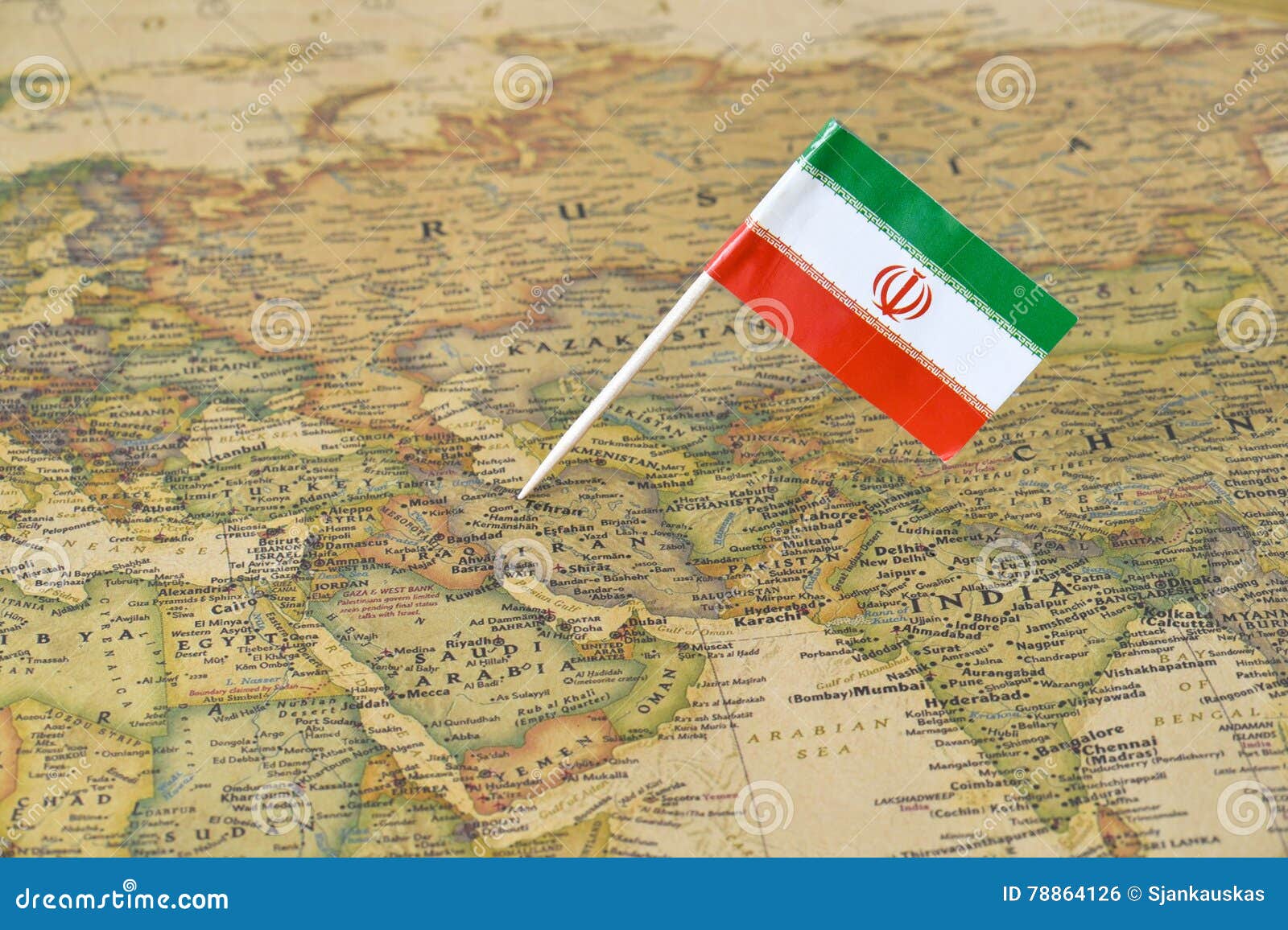 Iran flag pin on map stock photo. Image of country, detailed - 78864126