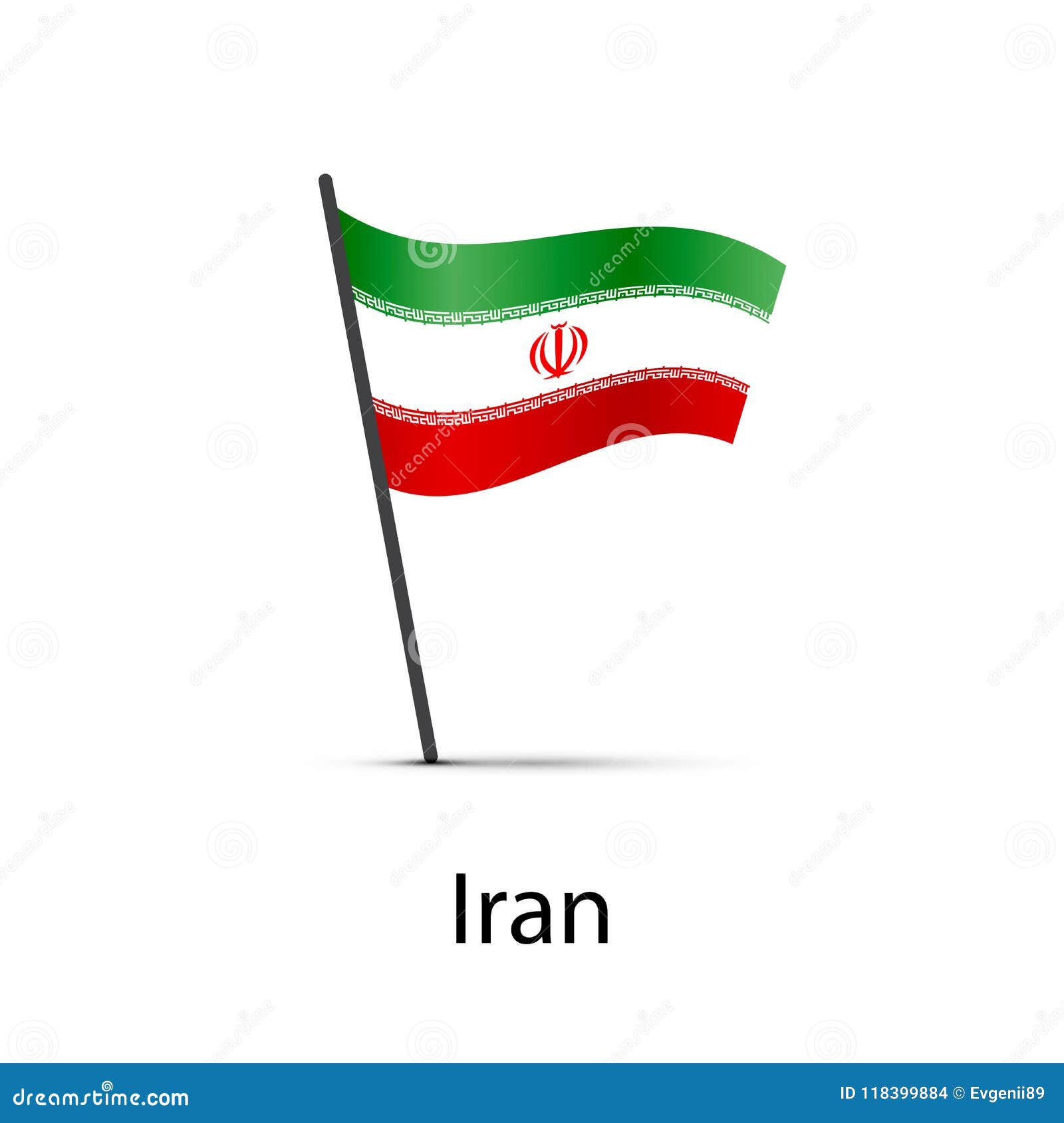 Iran Flag on Pole, Infographic Element on White Stock Vector ...