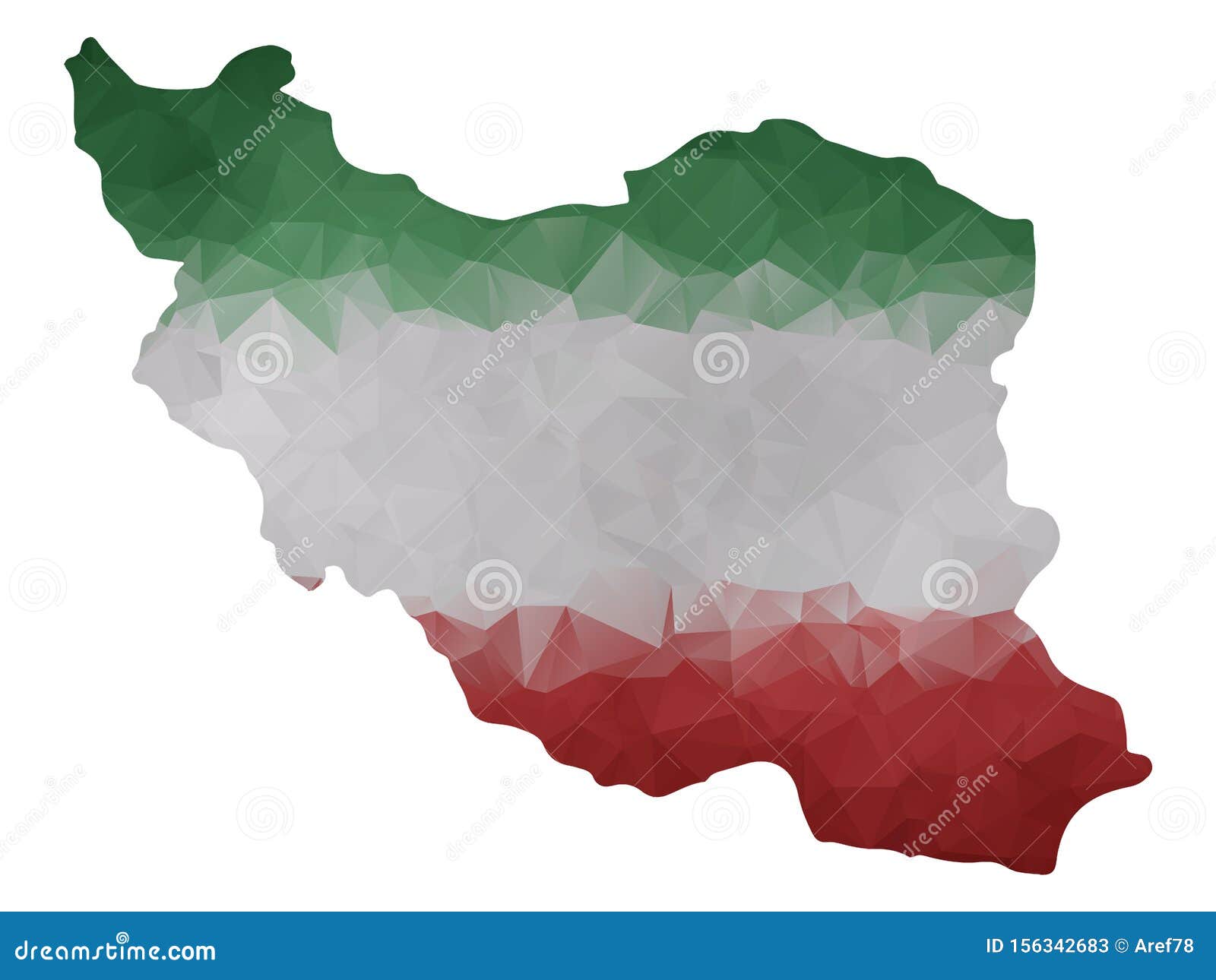 Iran Flag in Shape of Its Map Low Polygon Vector Illustration Stock ...
