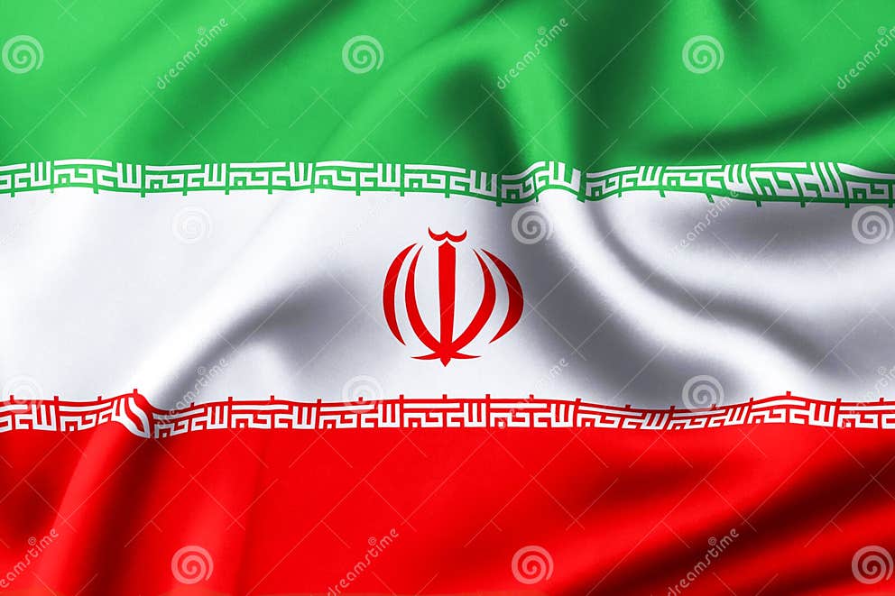 Iran Flag of Silk, Brazil Background. 3D Render Stock Illustration ...