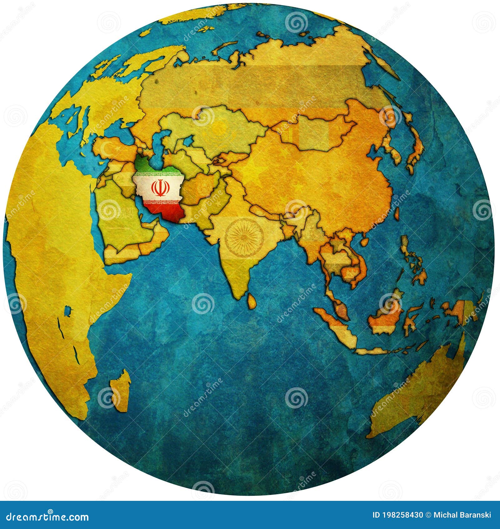 Iran on globe map stock illustration. Illustration of iran - 198258430