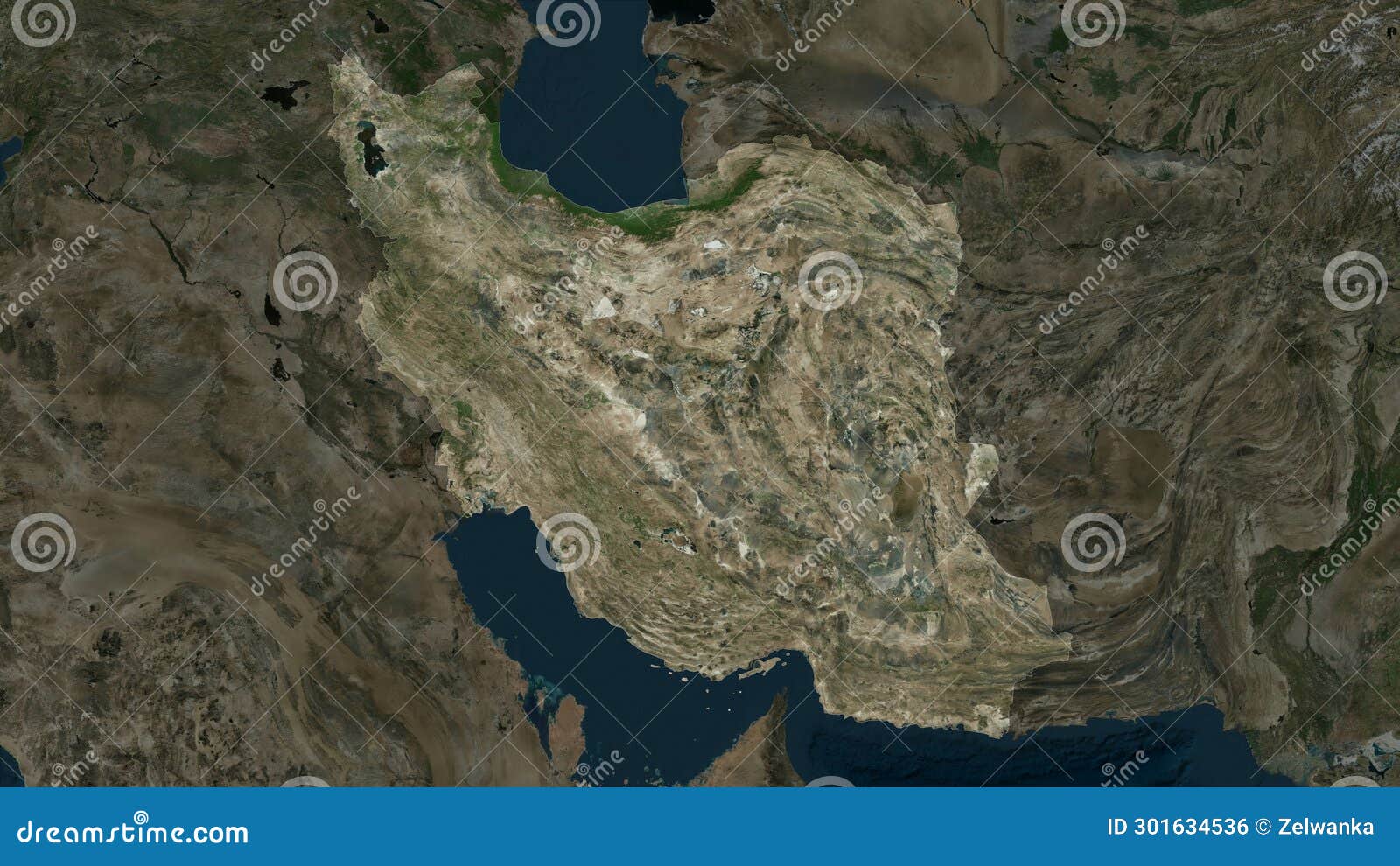 Iran Highlighted. High-res Satellite Stock Illustration - Illustration ...