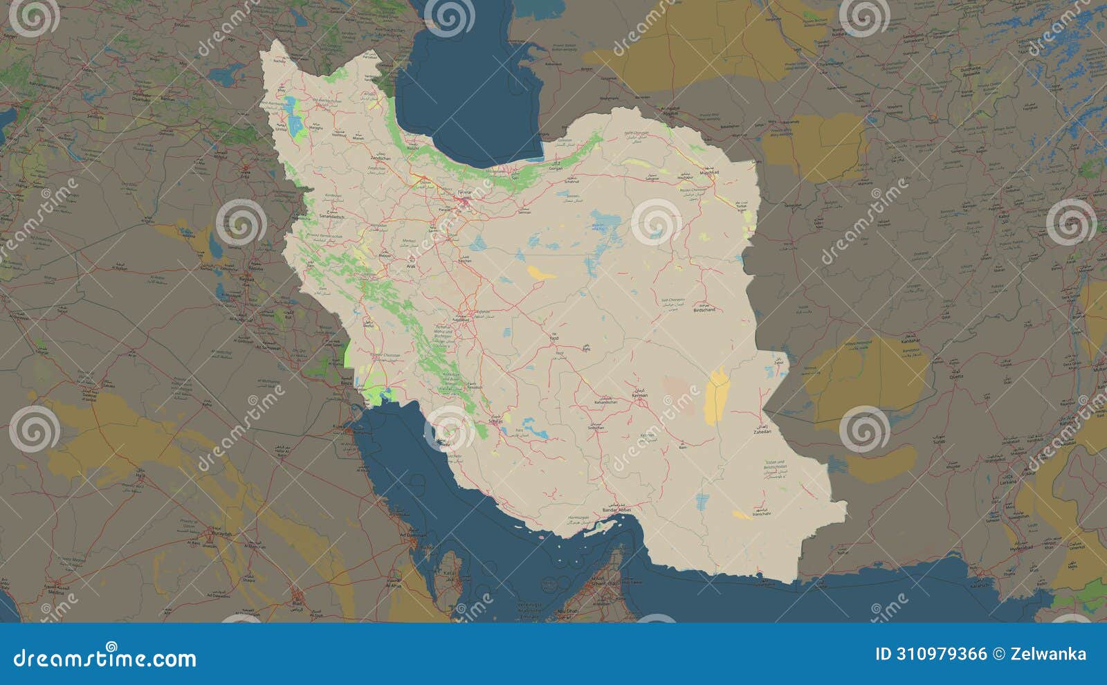 Iran Highlighted. Topo German Stock Illustration - Illustration of ...