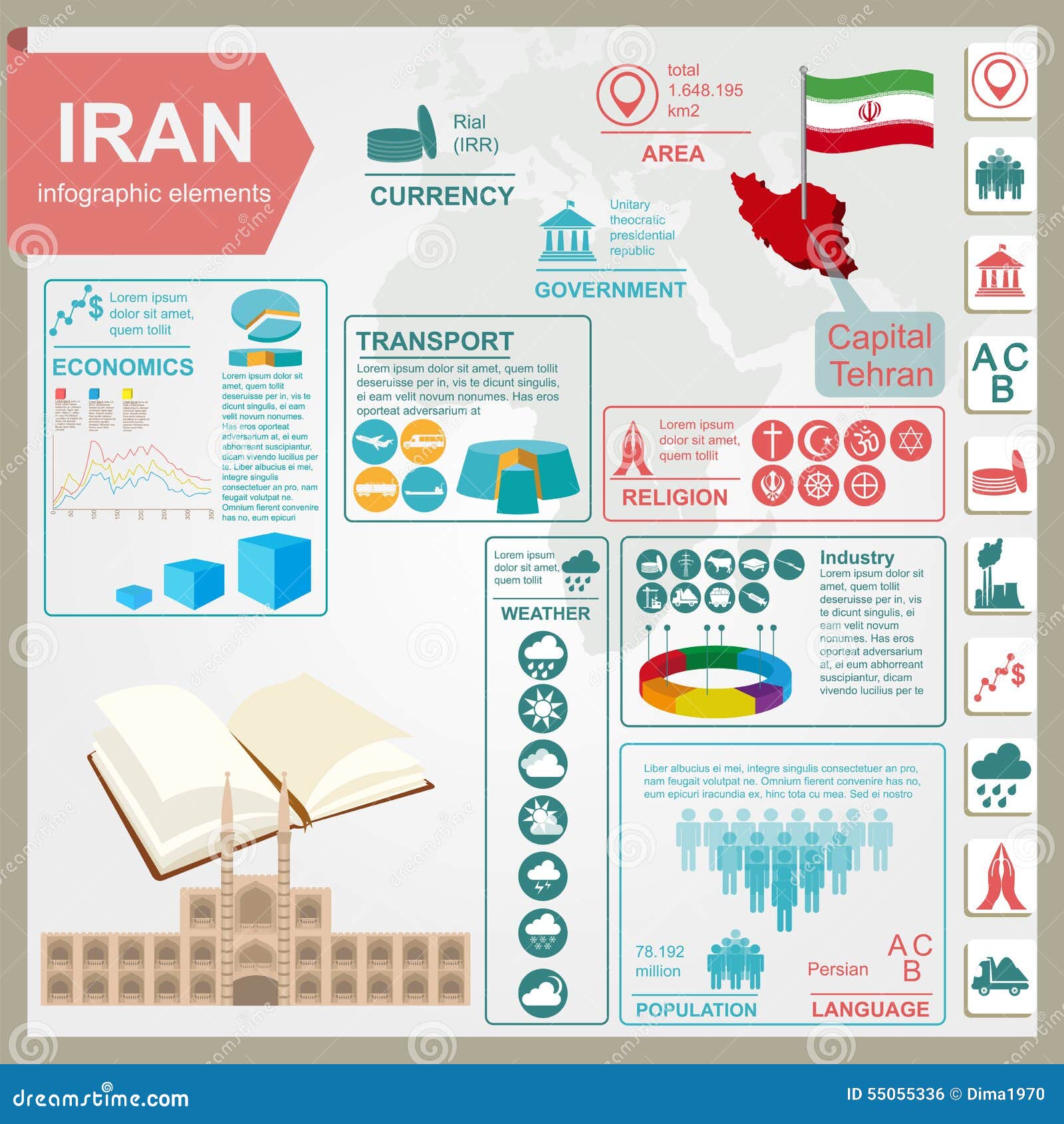 Iran Infographics, Statistical Data, Sights. Stock Vector ... Iran Infographics, Statistical Data, Sights. Stock Vector ...