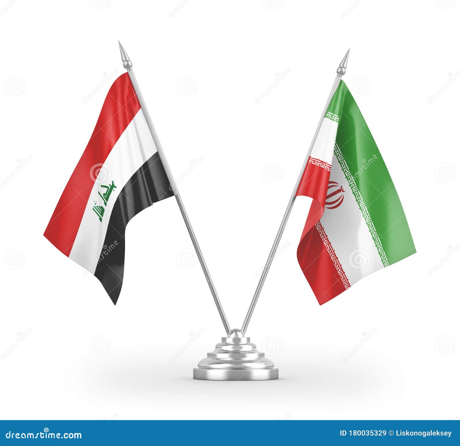 Iran and Iraq Table Flags Isolated on White 3D Rendering Stock ...