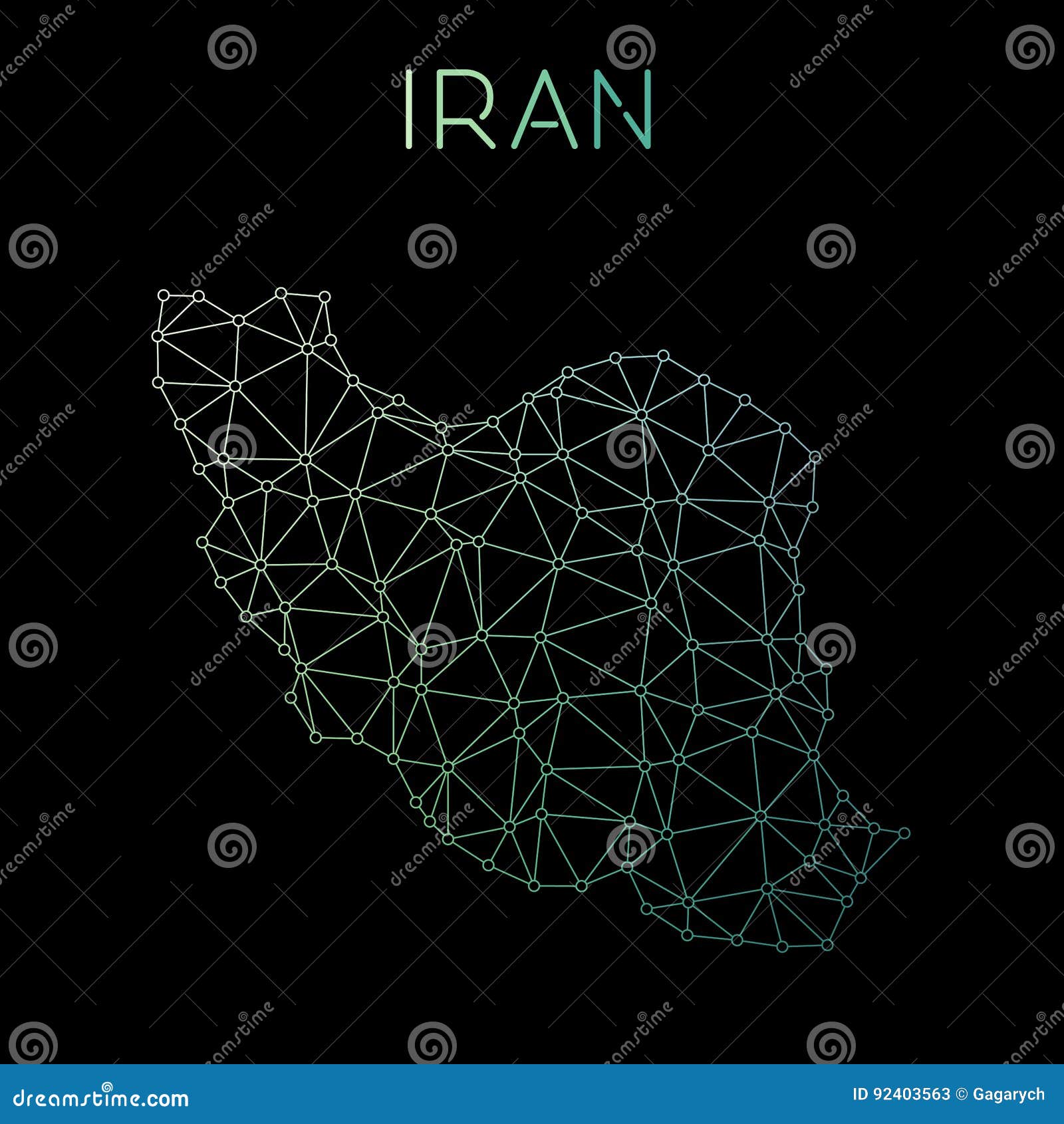 Iran, Islamic Republic of Network Map. Stock Vector - Illustration of ...