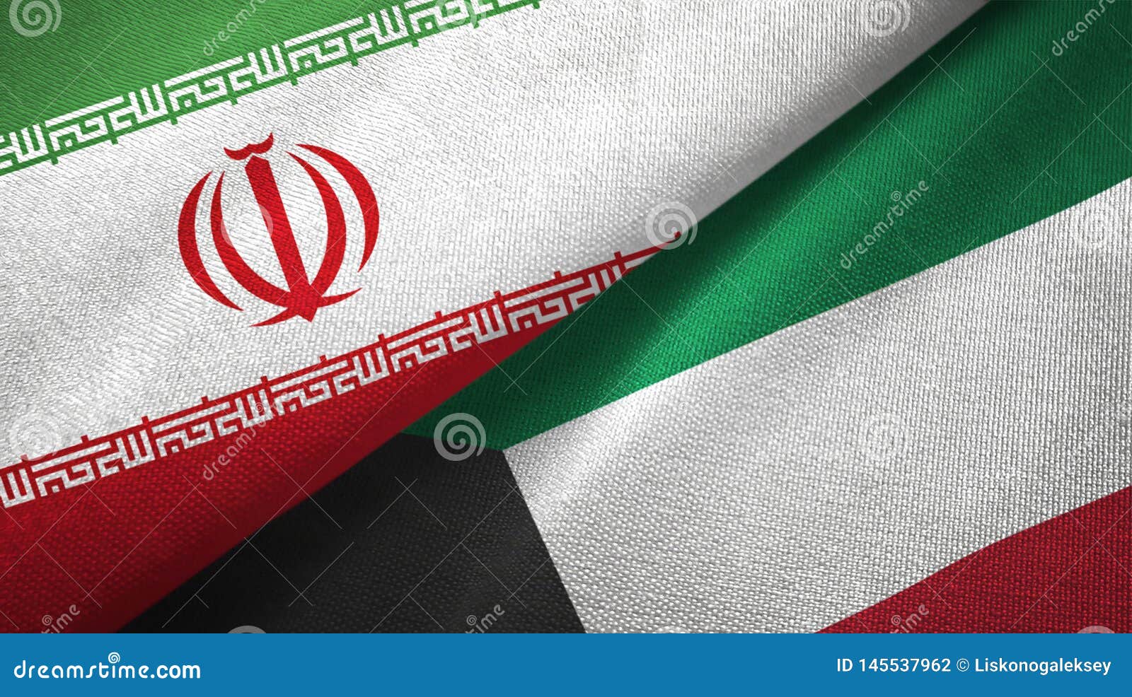 Iran and Kuwait Two Flags Textile Cloth, Fabric Texture Stock ...