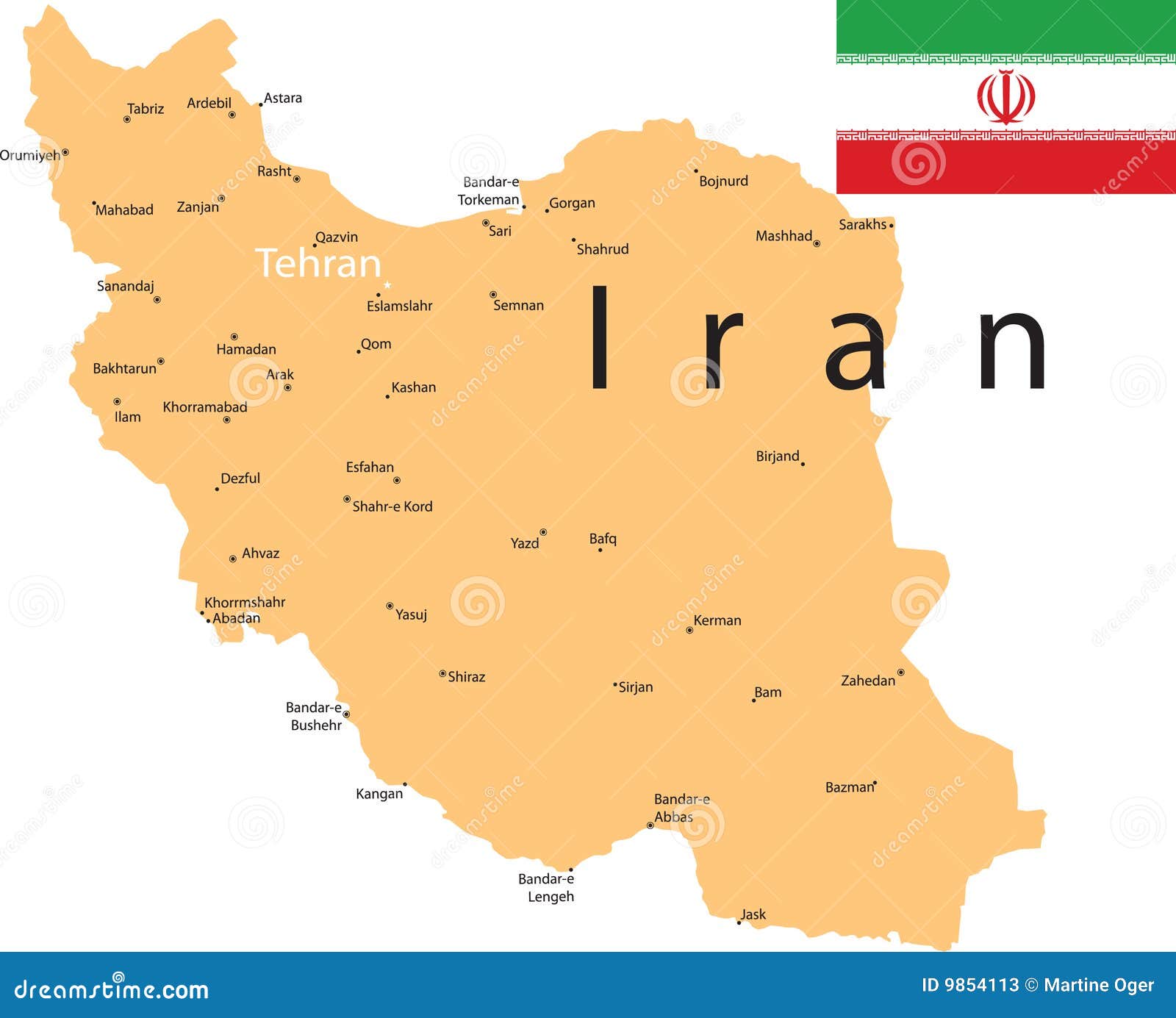 Iran map. stock vector. Illustration of middle, flag, geography - 9854113