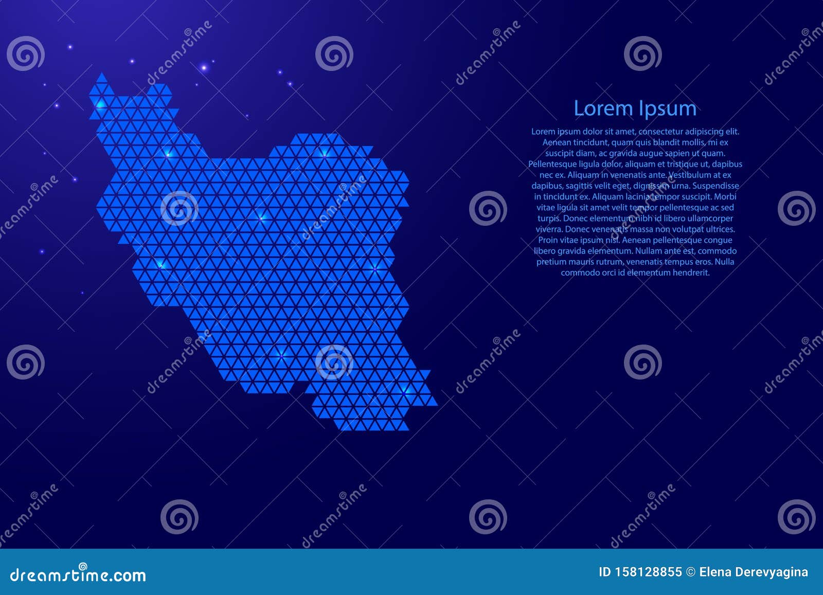 Iran Map Abstract Schematic from Blue Triangles Repeating Pattern ...