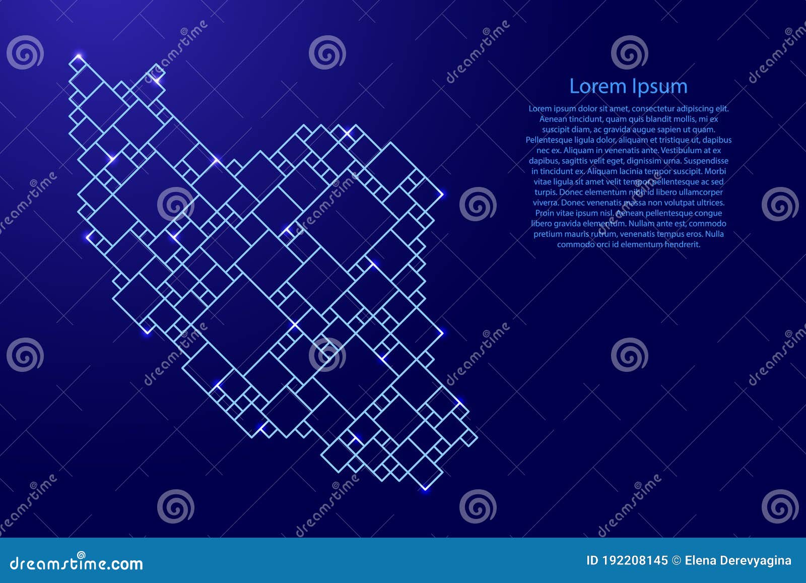 Iran Map from Blue Pattern from a Grid of Squares of Different Sizes ...