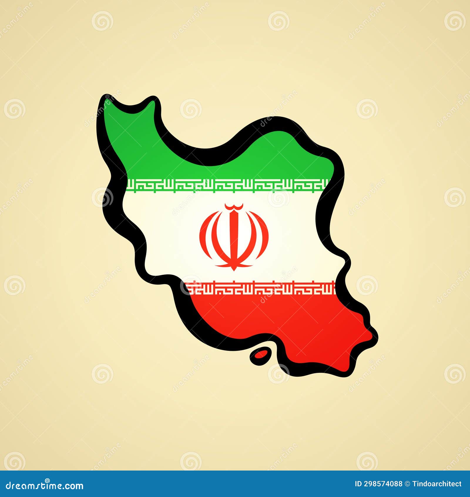 Iran - Map Colored with Flag Stock Vector - Illustration of simplified ...