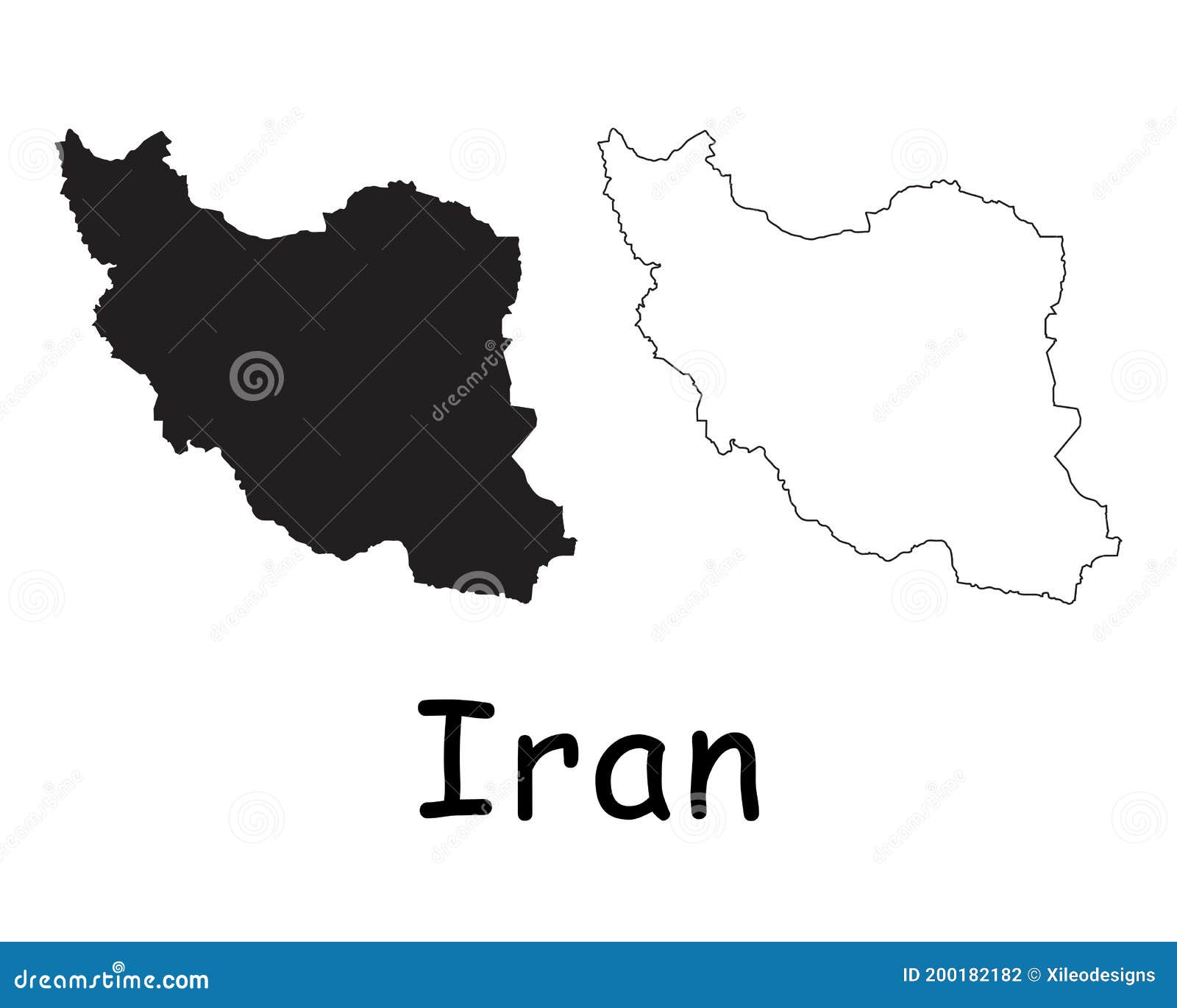 Iran Country Map. Black Silhouette and Outline Isolated on White ...