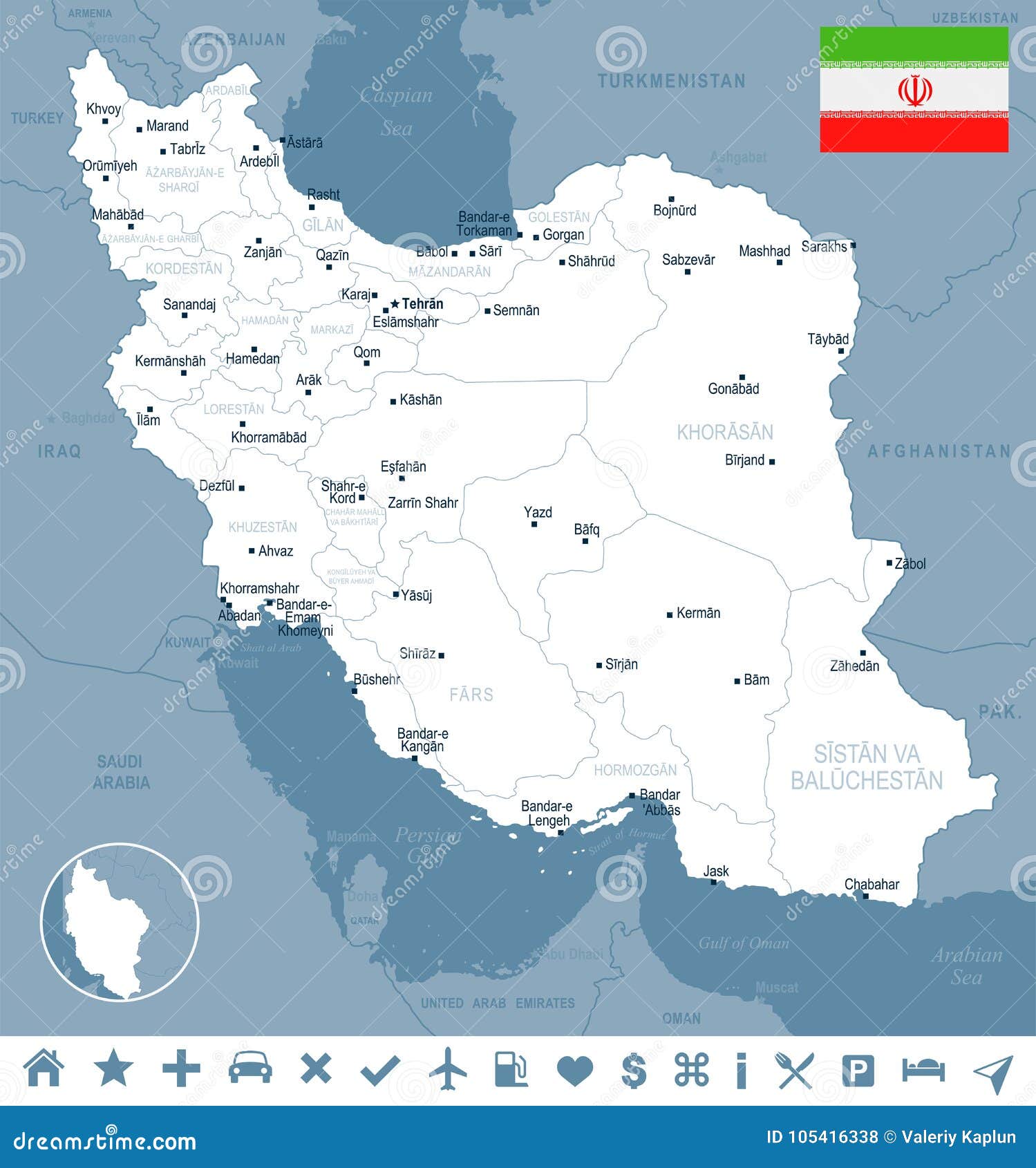 Iran - Map and Flag Detailed Vector Illustration Stock Illustration ...