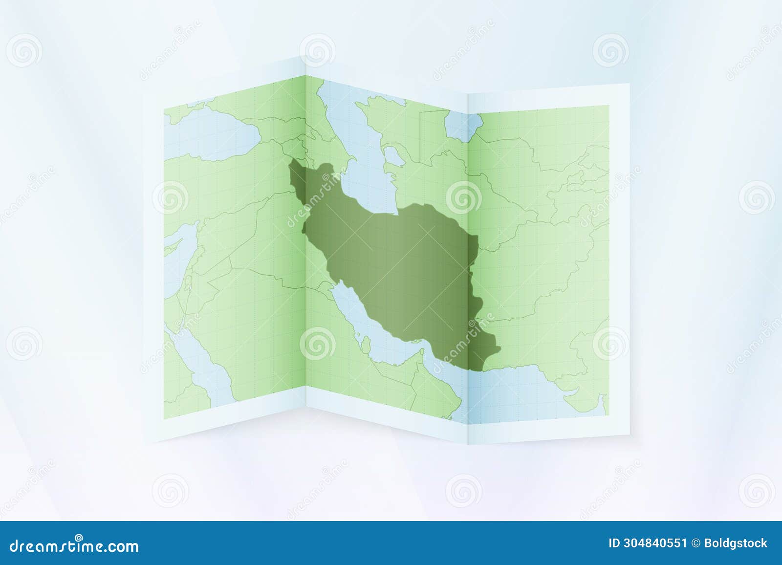 Iran Map, Folded Paper with Iran Map Stock Vector - Illustration of ...