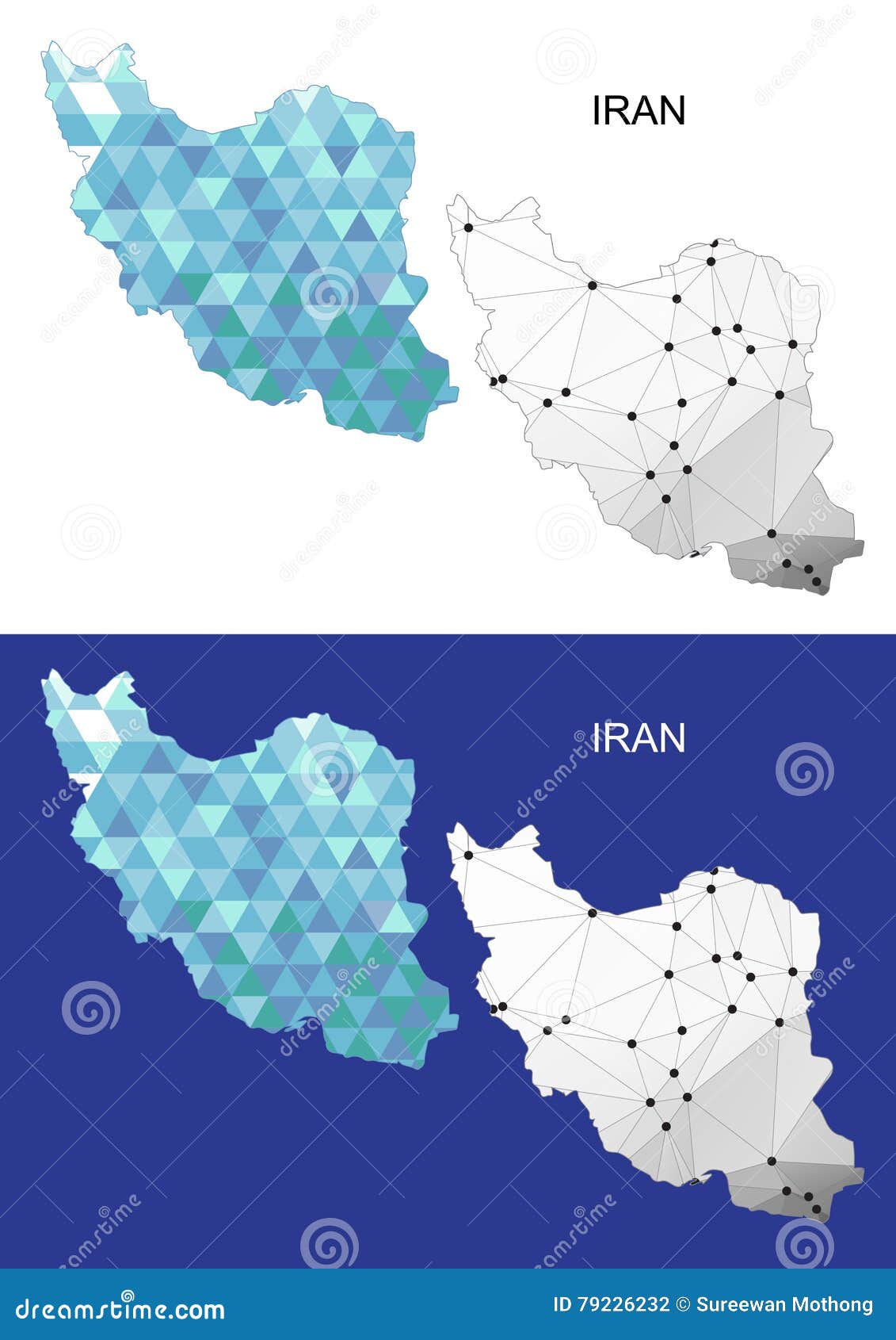 Iran Map in Geometric Polygonal Style. Abstract Gems Triangle. Stock ...