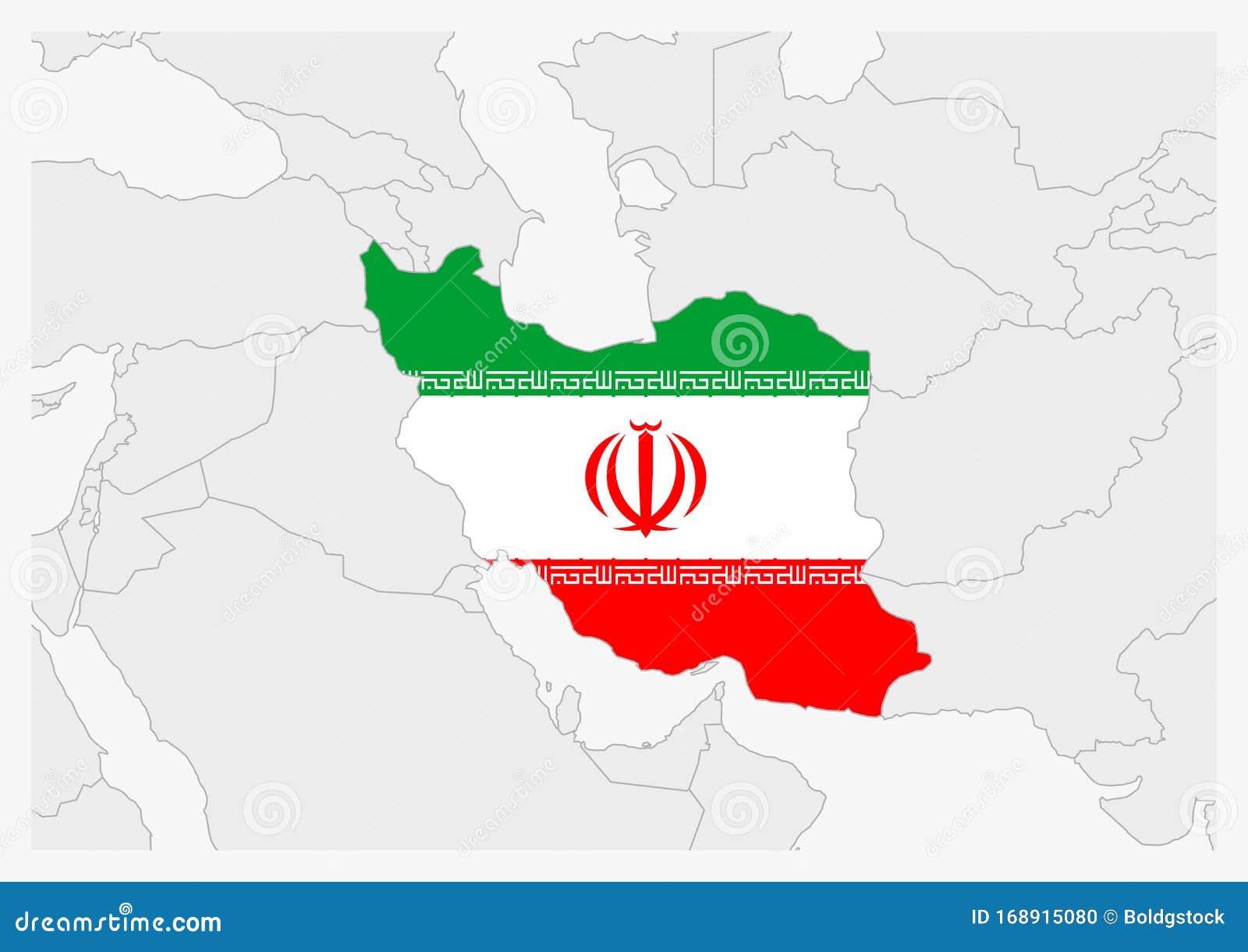 Iran Map Highlighted in Iran Flag Colors Stock Vector - Illustration of ...