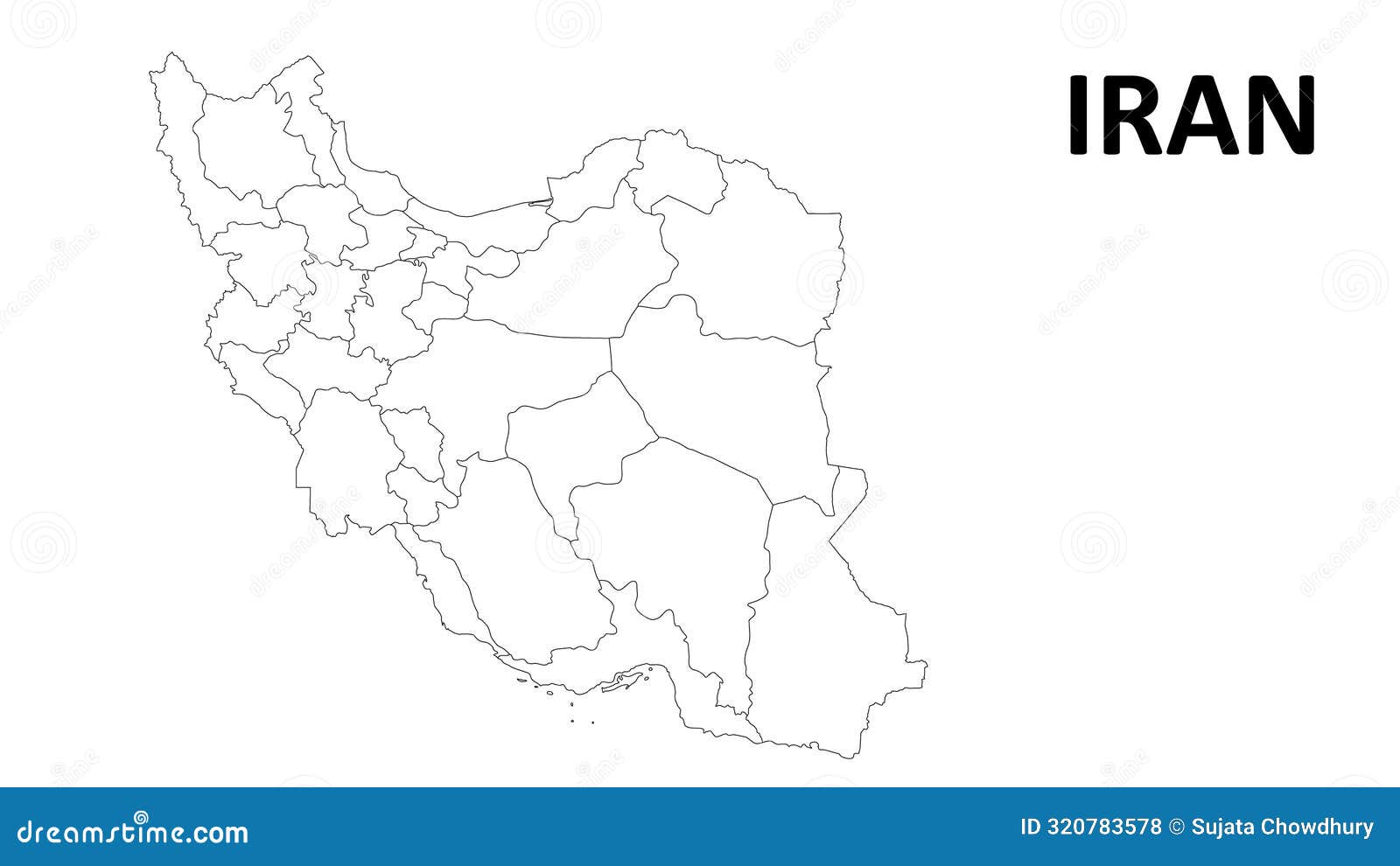 Iran Map. Outline State Map of Iran Stock Vector - Illustration of ...