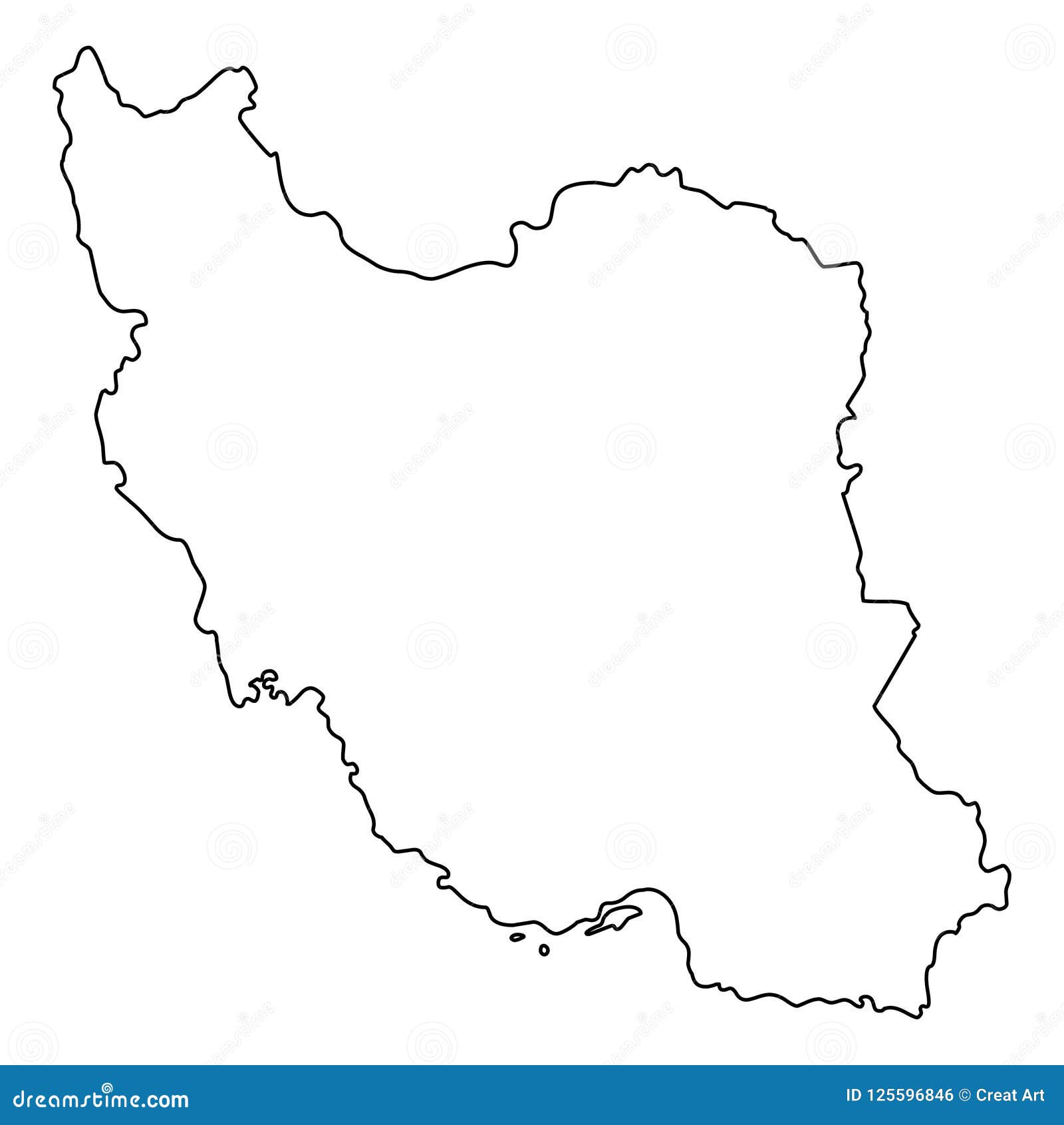 Iran Map Outline Vector Illustration Stock Vector - Illustration of ...