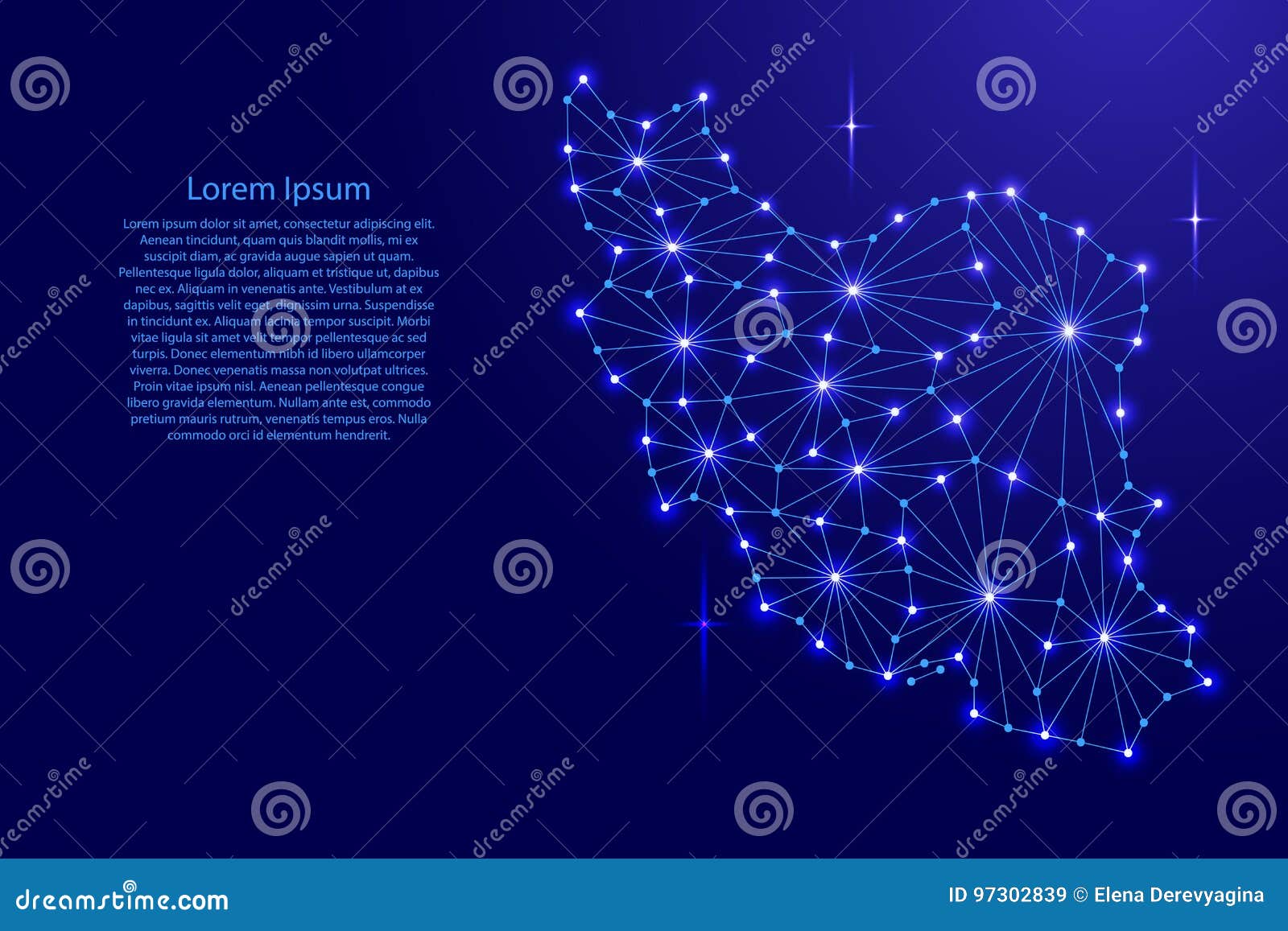 Iran Map of Polygonal Mosaic Lines Network, Rays, Space Stars of ...
