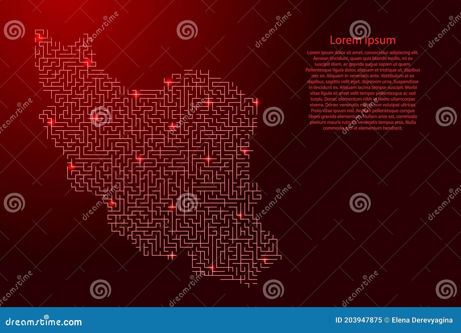 Iran Map from Red Pattern of the Maze Grid and Glowing Space Stars Grid ...