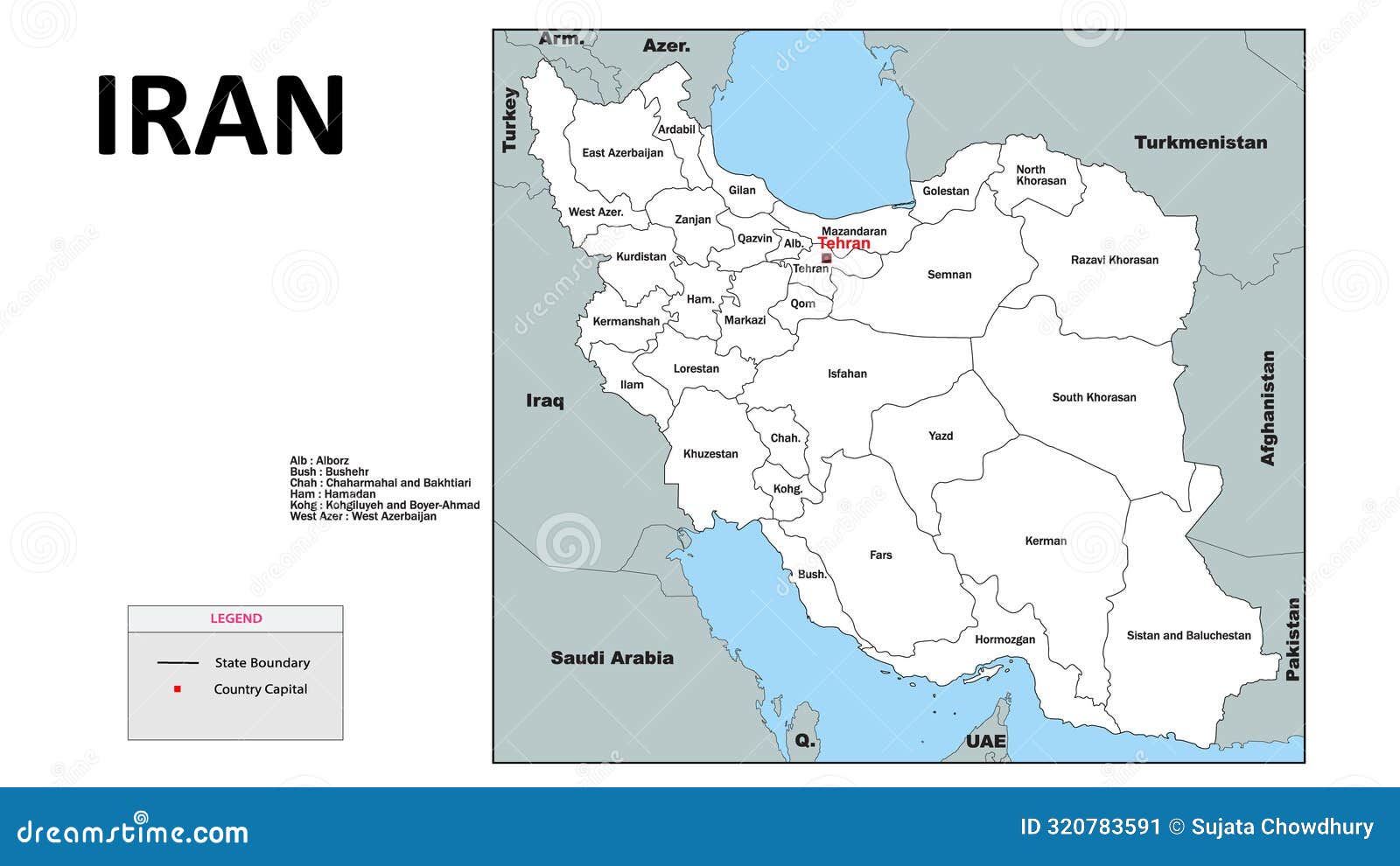 Iran Map. State and District Map of Iran Stock Vector - Illustration of ...
