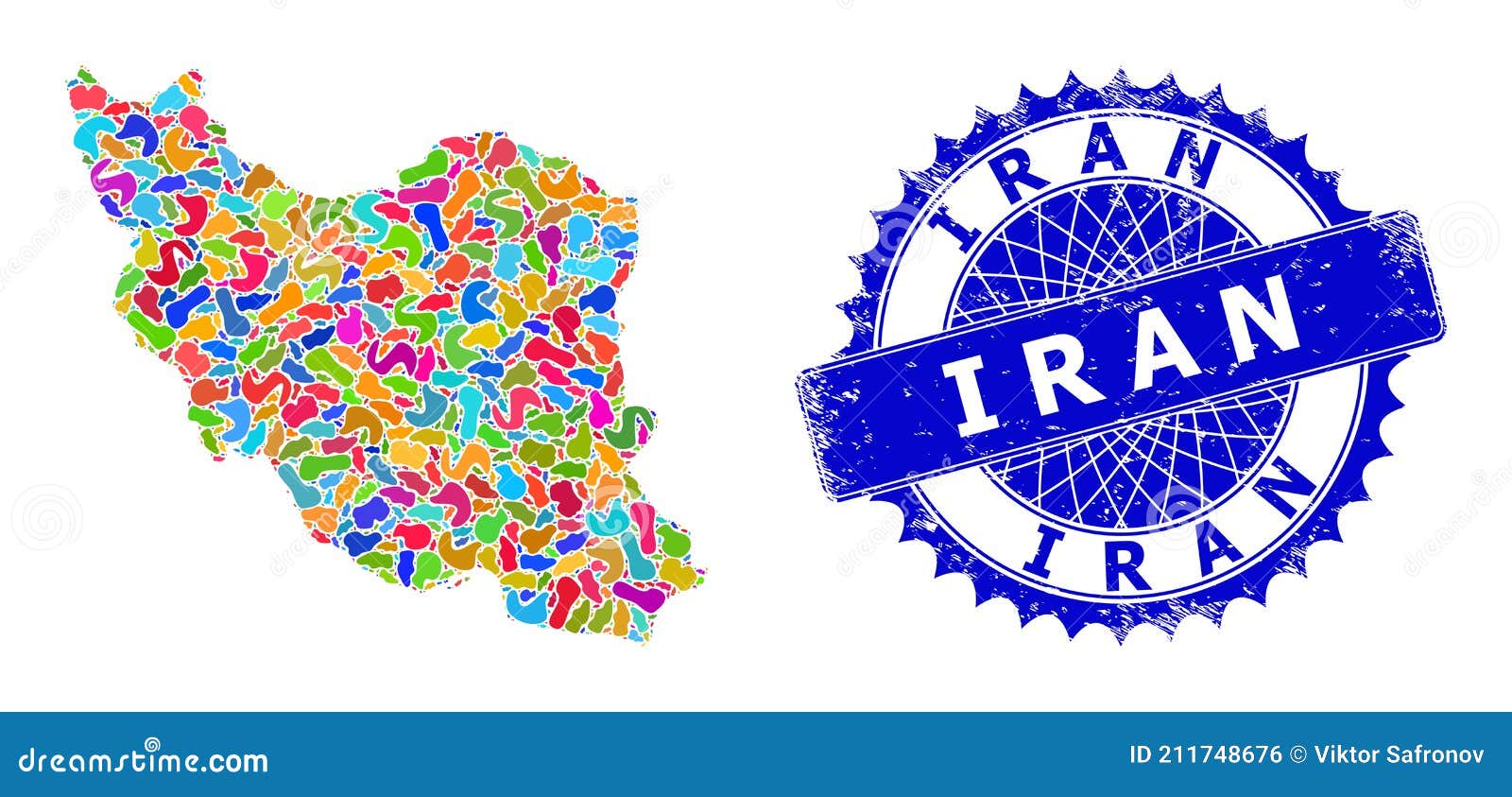 Splash Collage Iran Map and Scratched Badge Stock Vector - Illustration ...