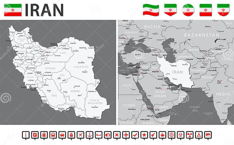 Iran Map - Vector Infographic Set Stock Illustration - Illustration of ...