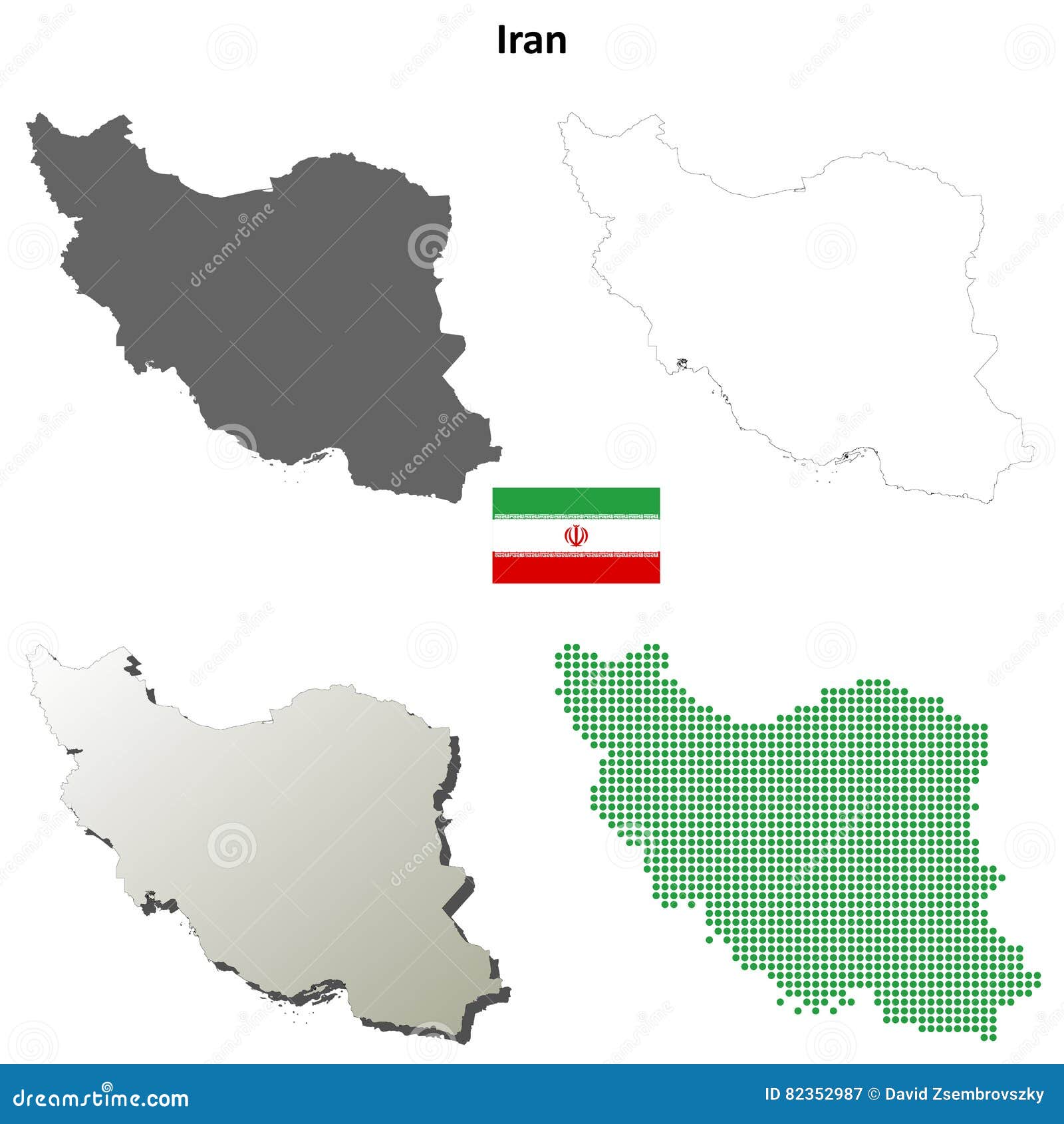 Iran Outline Map Country Shape State Symbol National Borders Cartoon ...
