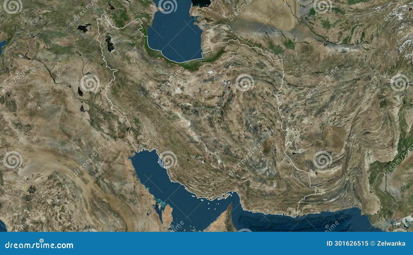 Iran Outlined. High-res Satellite Stock Illustration - Illustration of ...