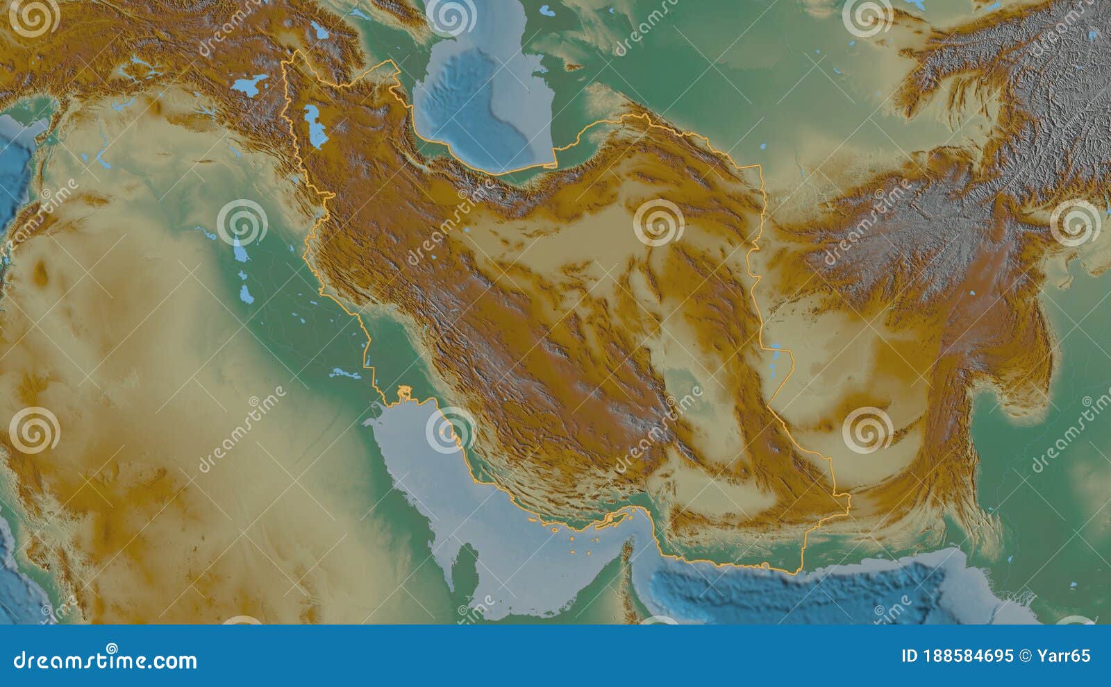 Iran - overview. Relief stock illustration. Illustration of overlay ...