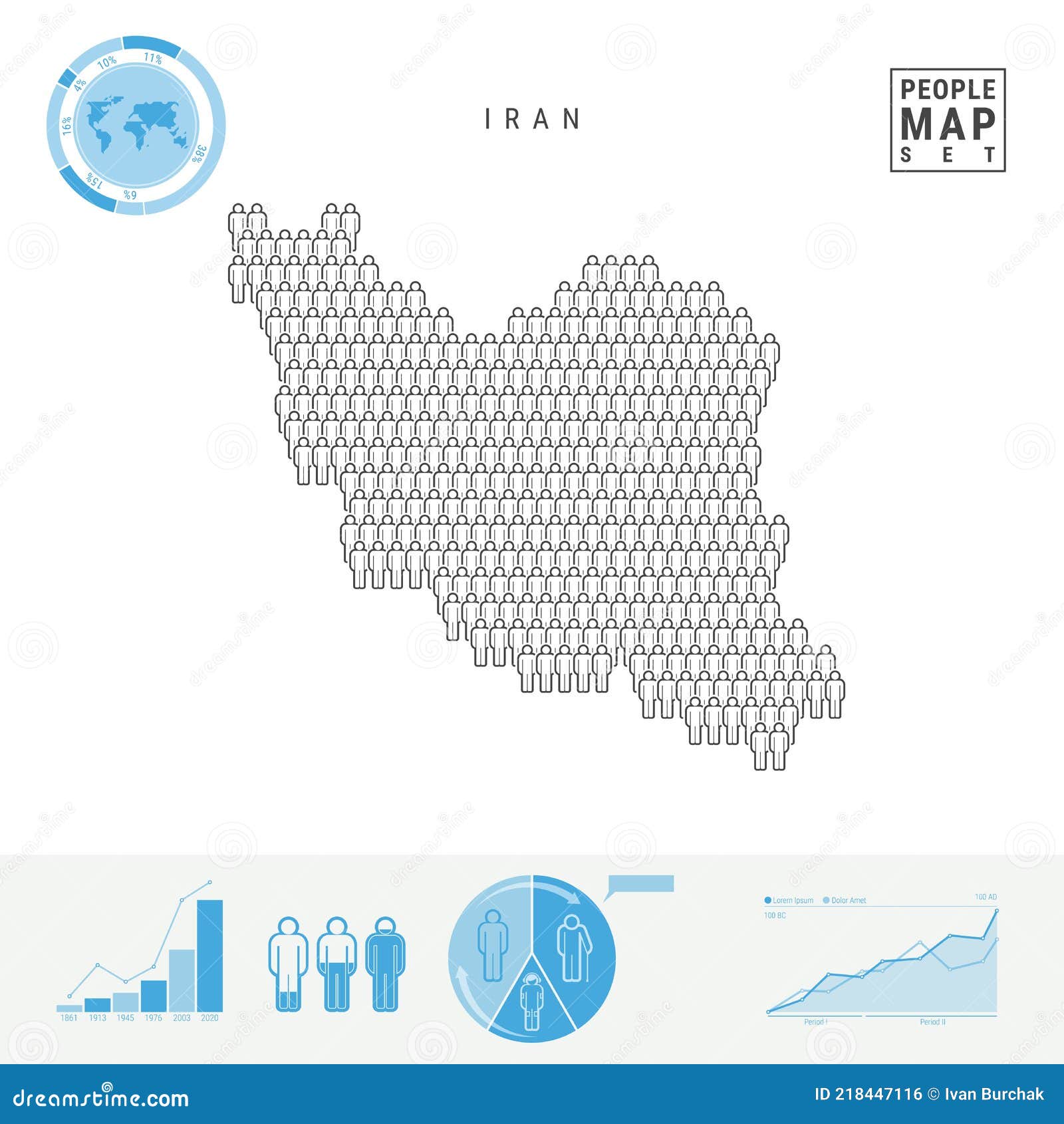 Iran People Icon Map. Stylized Vector Silhouette of Iran. Population ...
