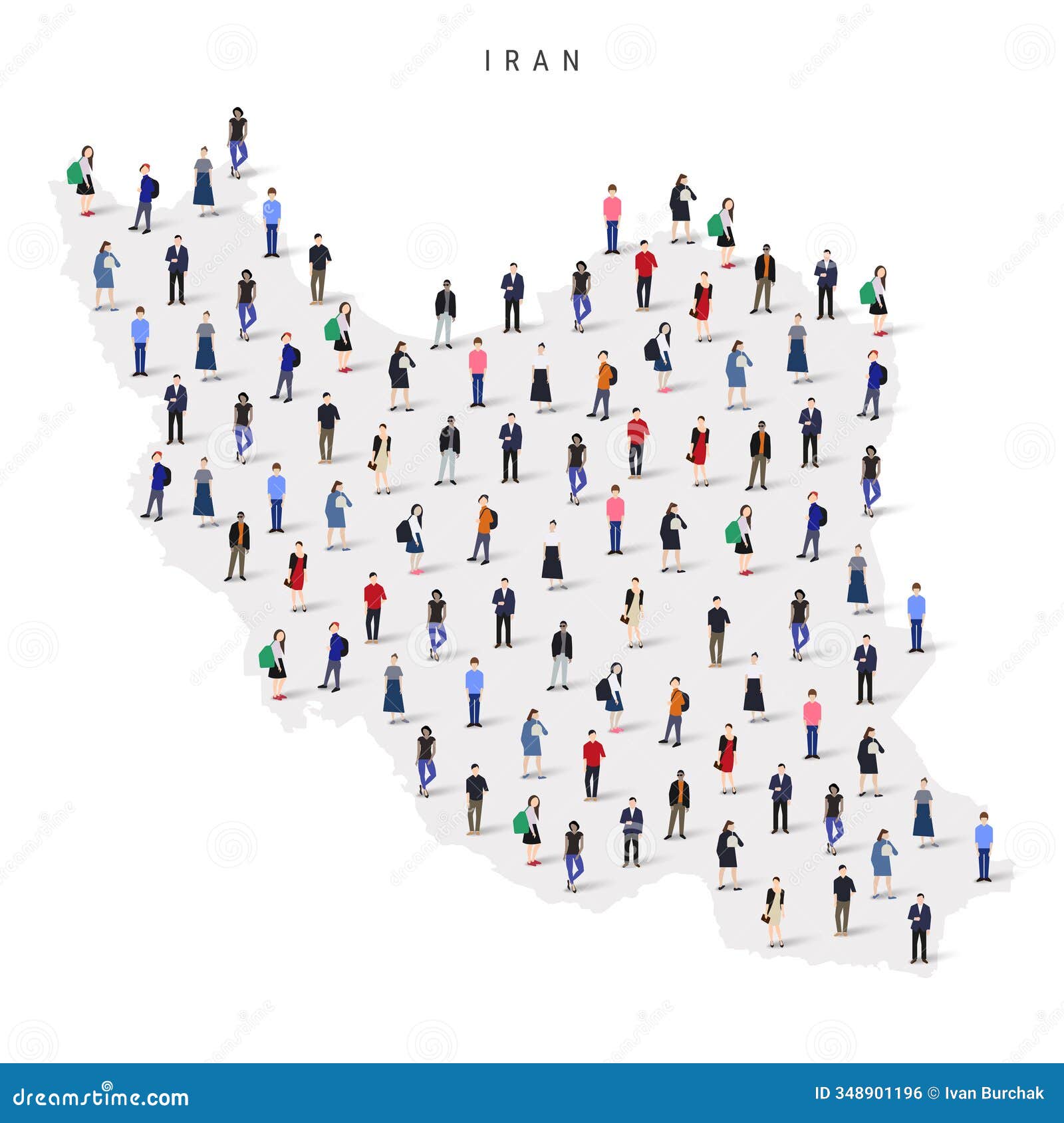 Iran Population Map. Large Group of People in a Shape of Iranian Map ...