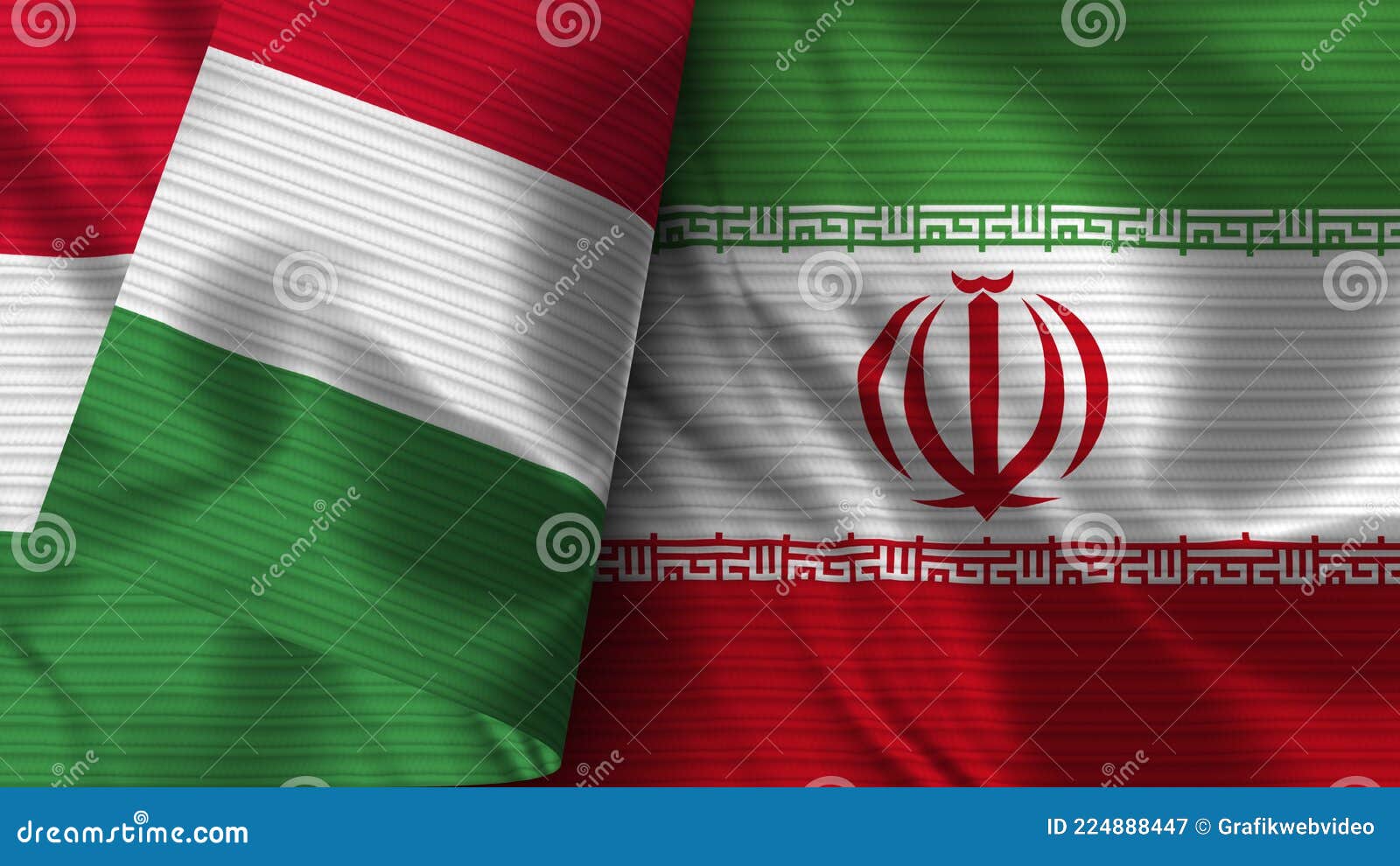 Iran and Italy Realistic Flag â€“ Fabric Texture Illustration Stock ...