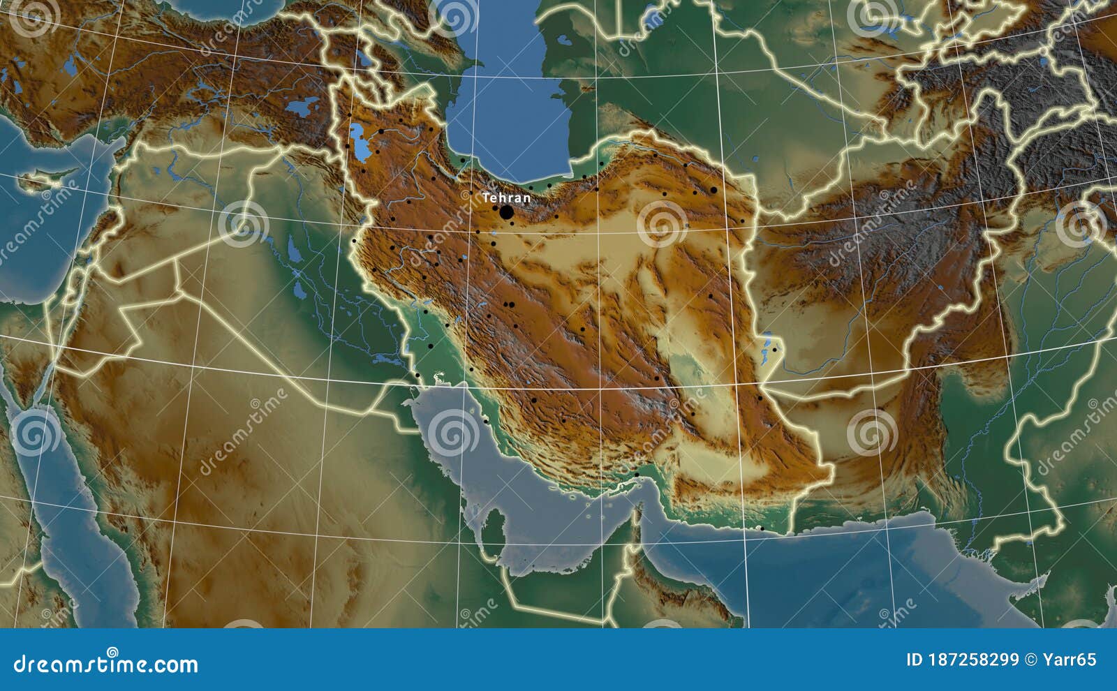 Iran - Relief. Composition, Borders Stock Illustration - Illustration ...