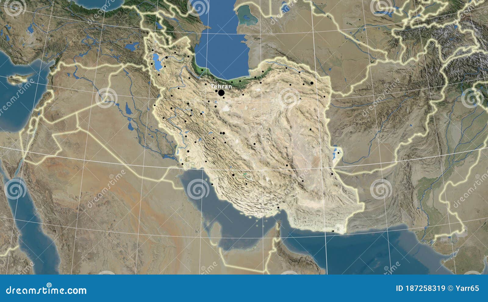 Iran - Satellite. Composition, Borders Stock Illustration ...
