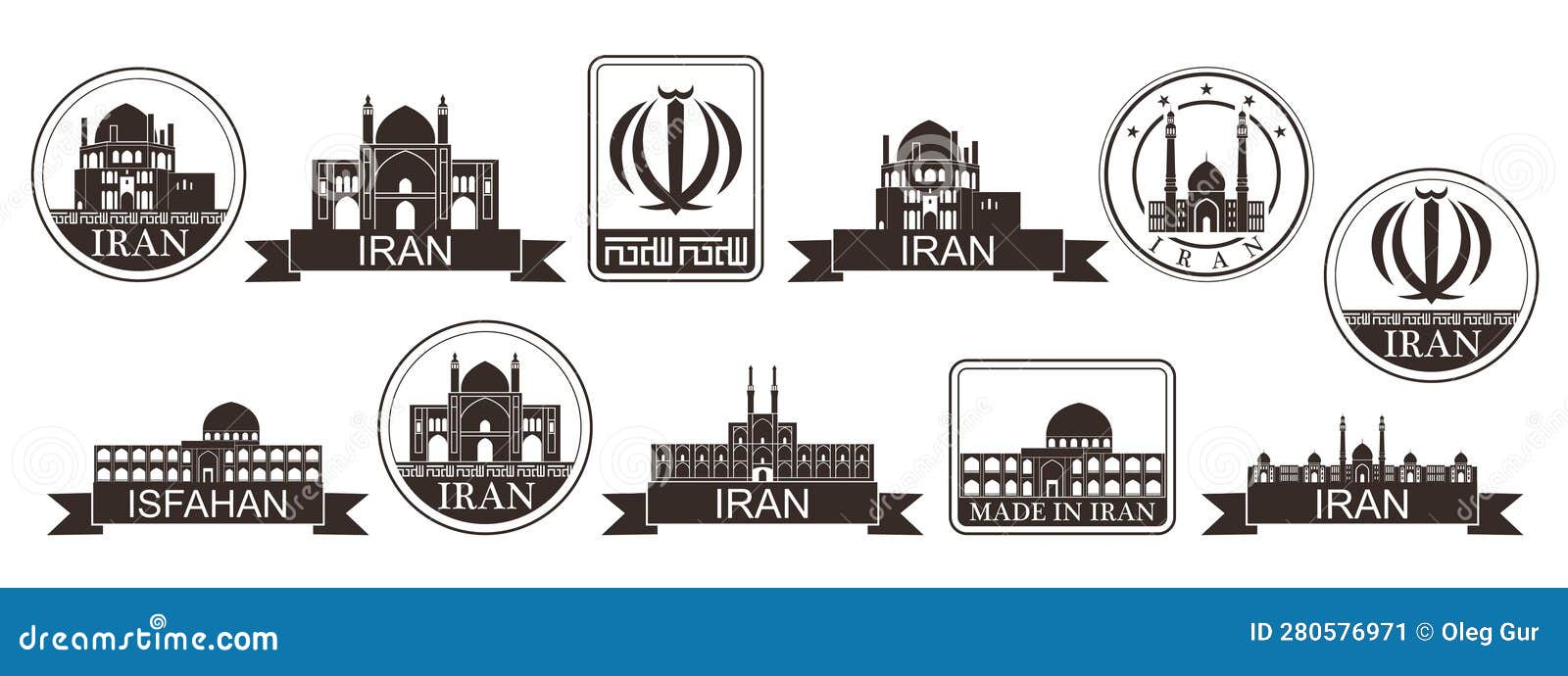 Iran Set. Isolated Iran on White Background Stock Vector - Illustration ...