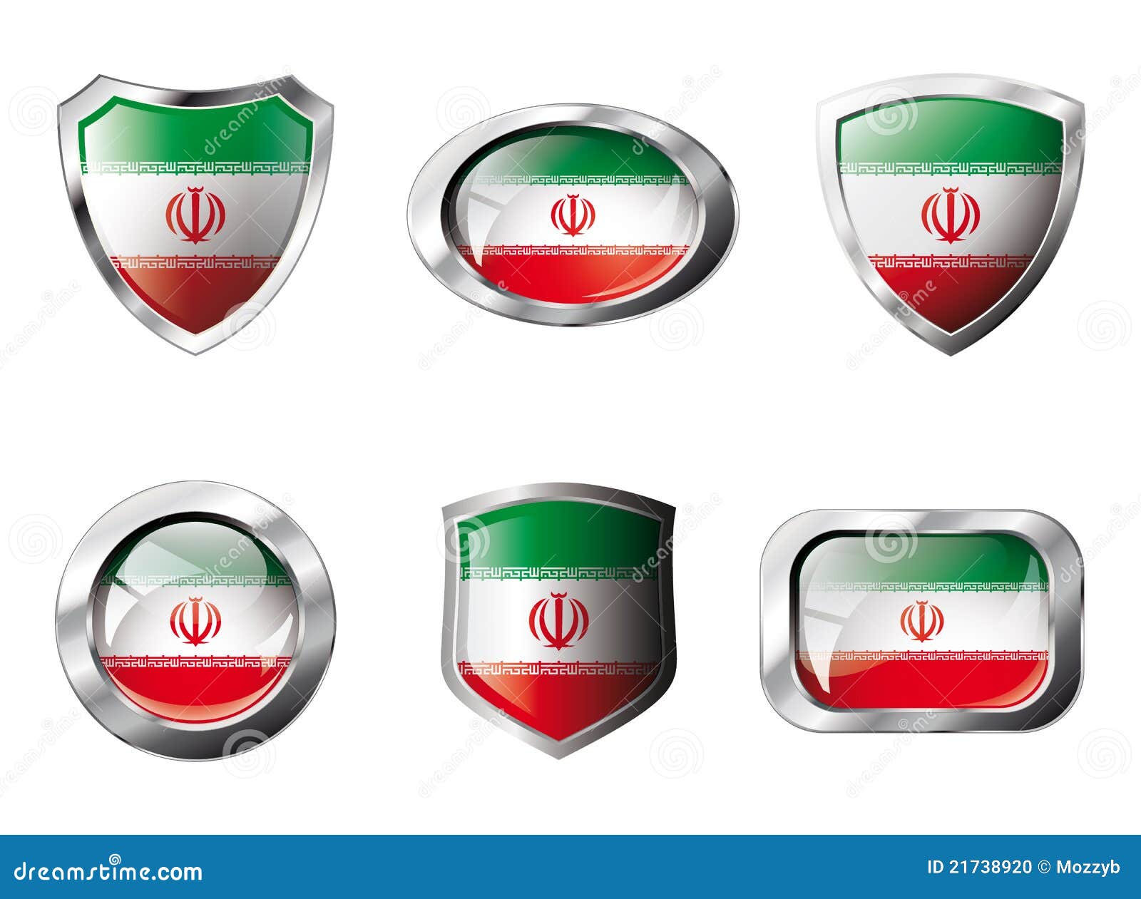 Iran Set Shiny Buttons and Shields of Flag Stock Vector - Illustration ...