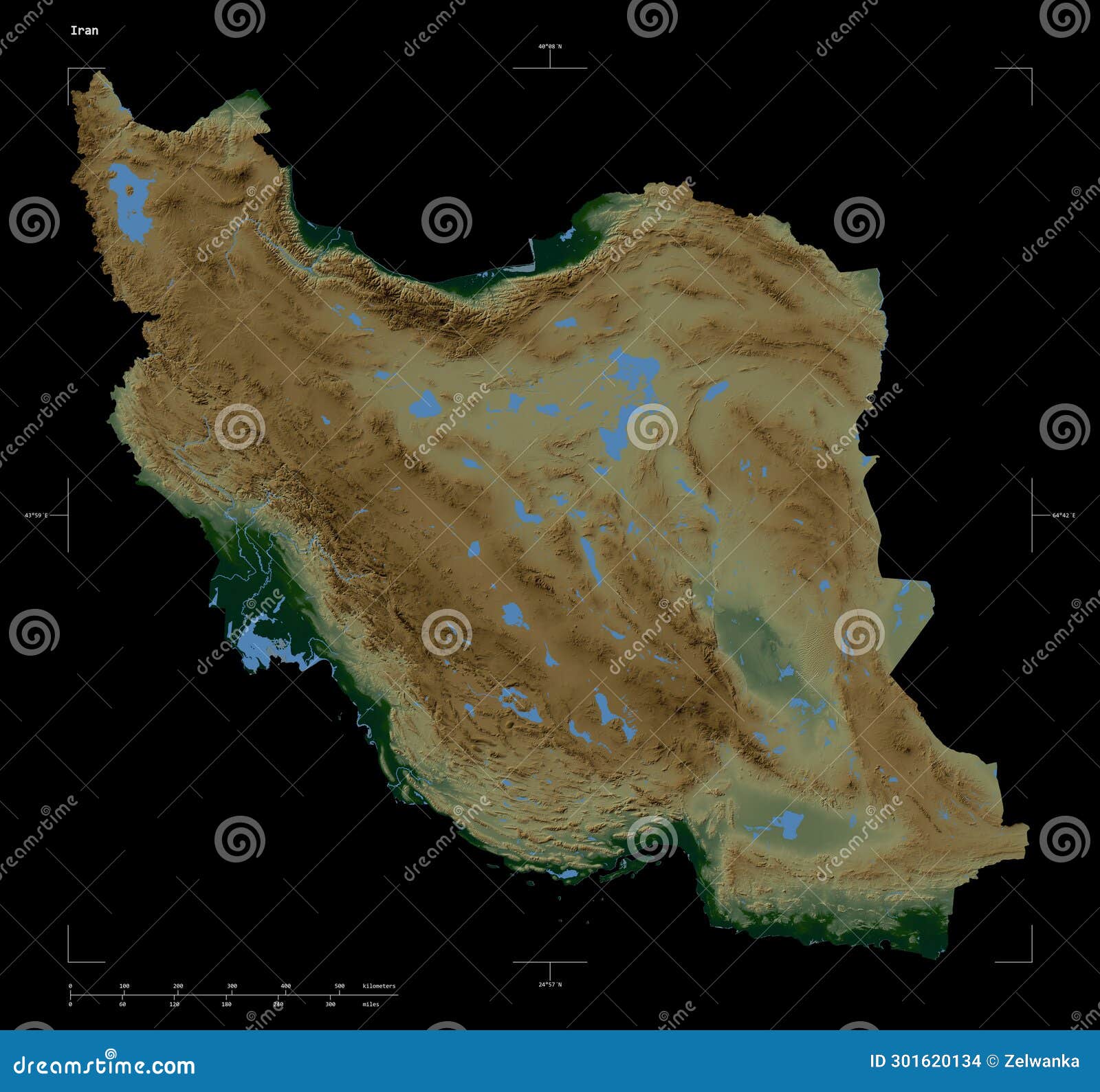 Iran Shape on Black. Physical Stock Illustration - Illustration of land ...