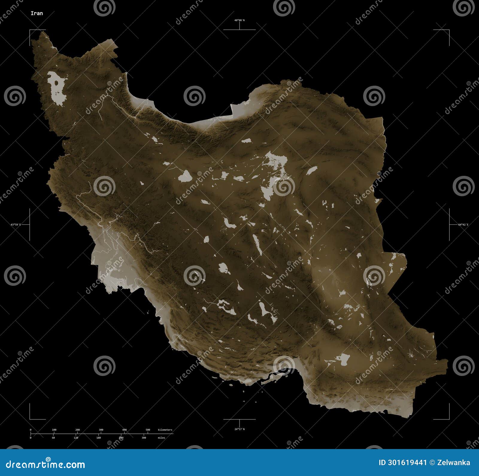 Iran shape on black. Sepia stock illustration. Illustration of contour ...