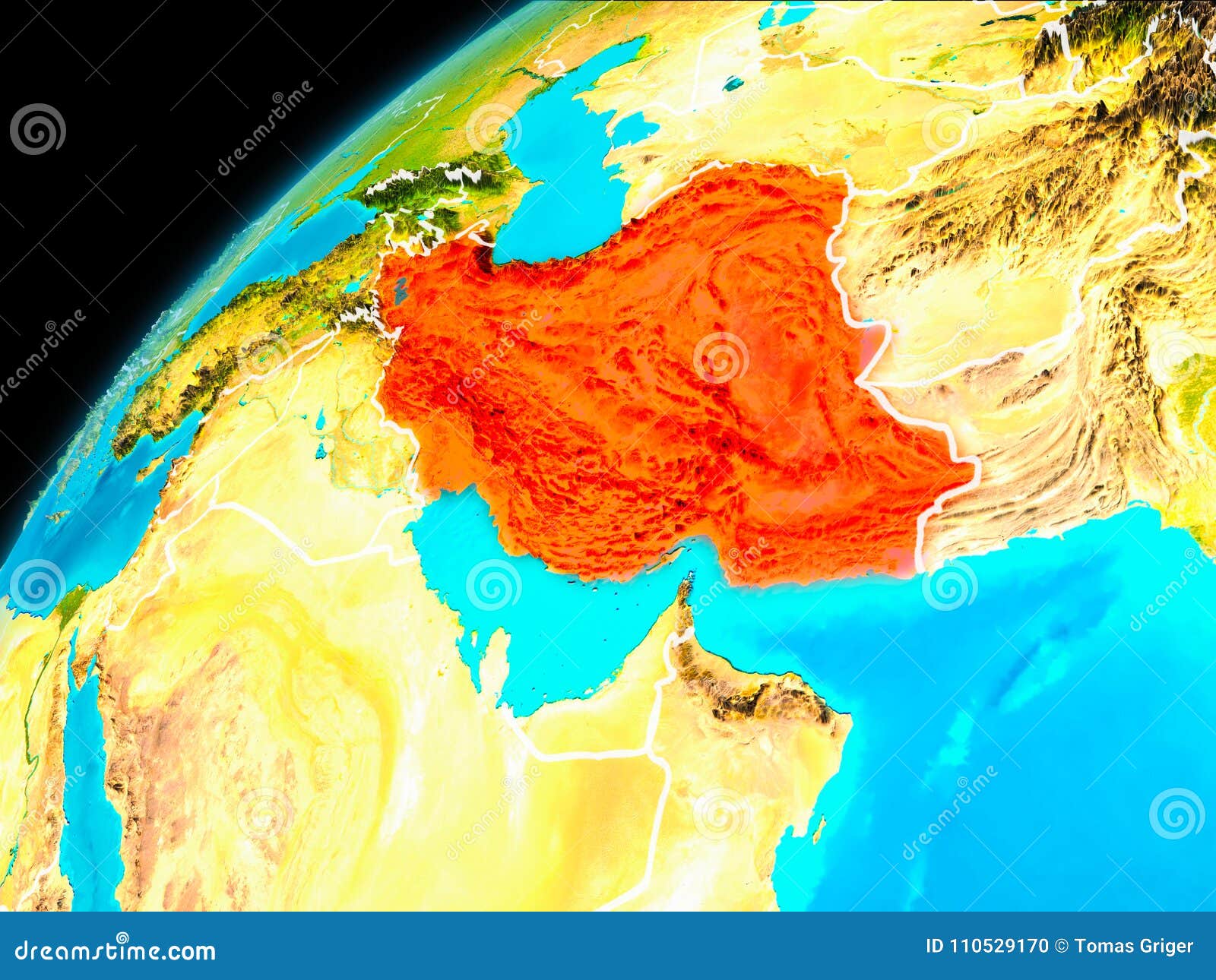 Iran from space stock illustration. Illustration of asia - 110529170