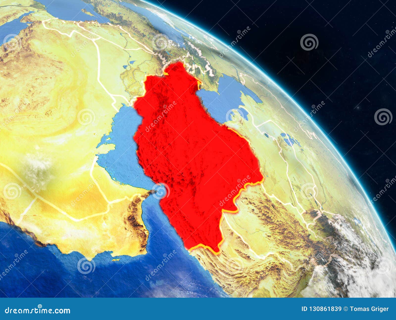 Iran from space stock illustration. Illustration of countries - 130861839