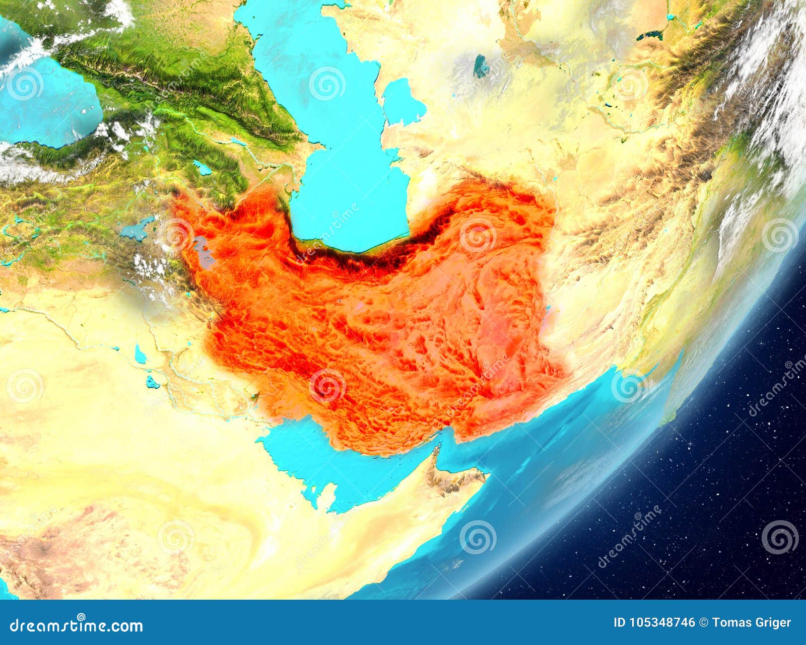 Iran from space stock illustration. Illustration of highlighted - 105348746