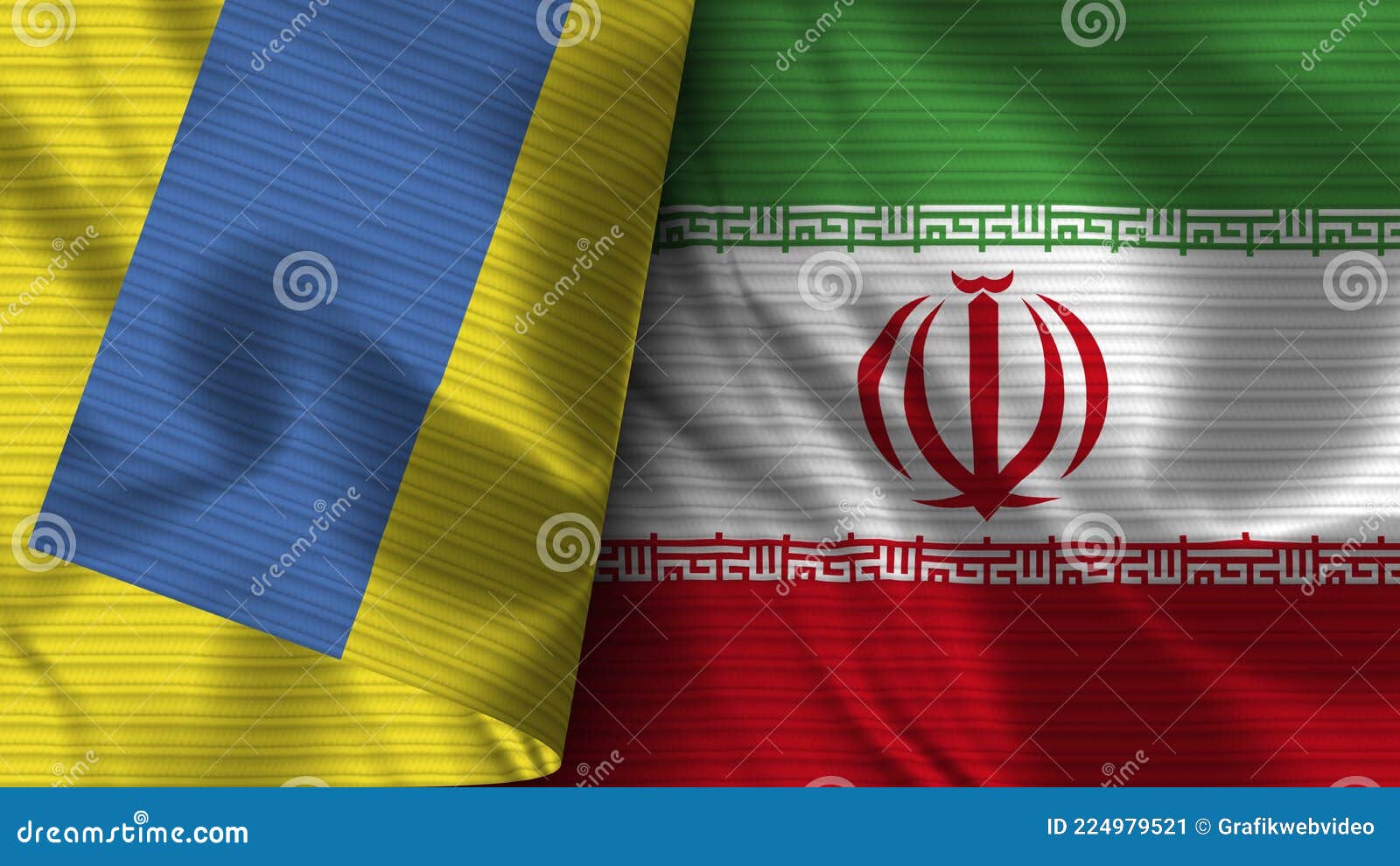 Iran and Ukraine Realistic Flag â€“ Fabric Texture Illustration Stock ...