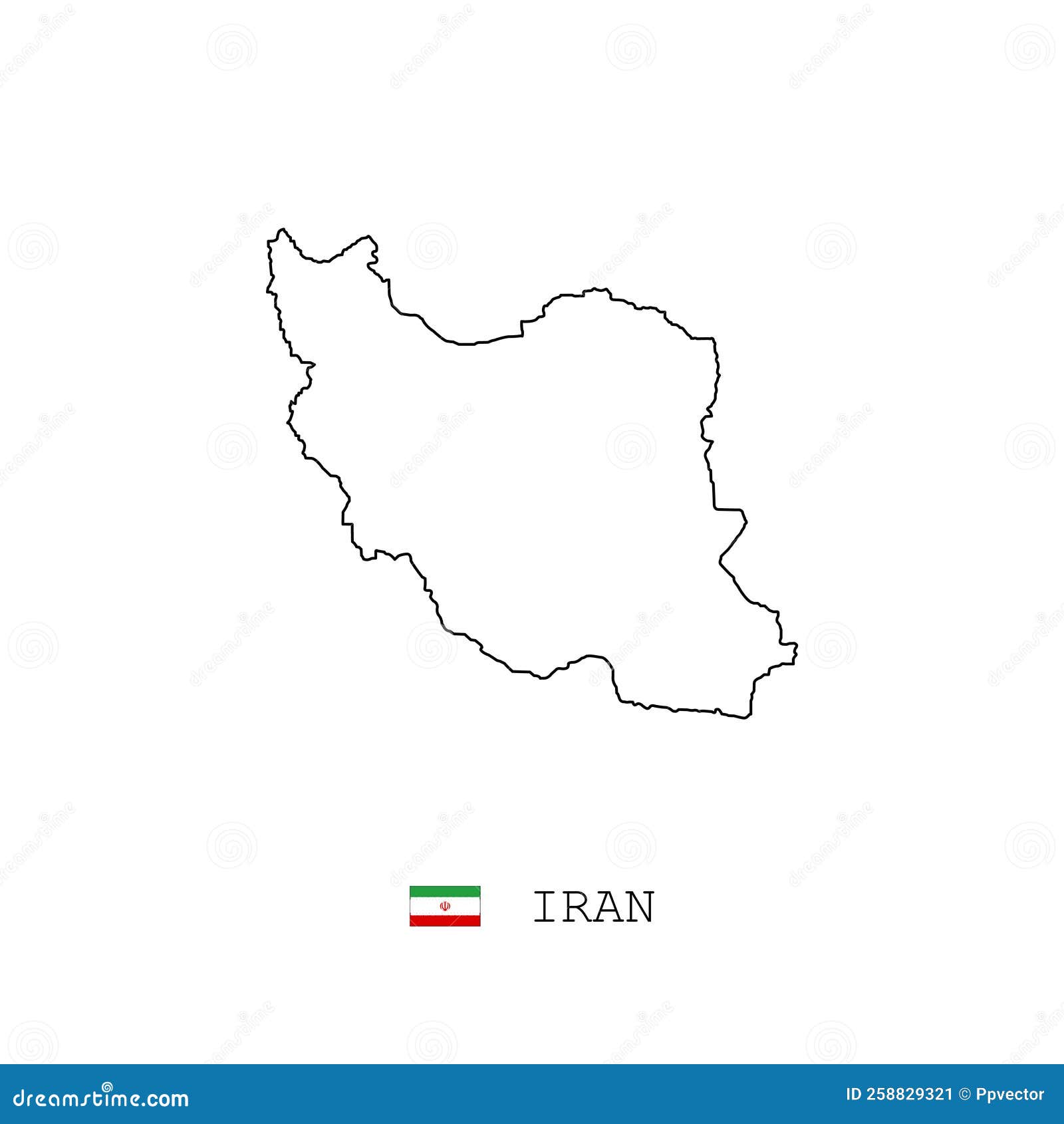 Iran Vector Map Outline, Line, Linear. Iran Black Map on White ...