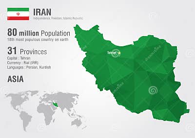 Iran World Map with a Pixel Diamond Texture. Stock Vector ...