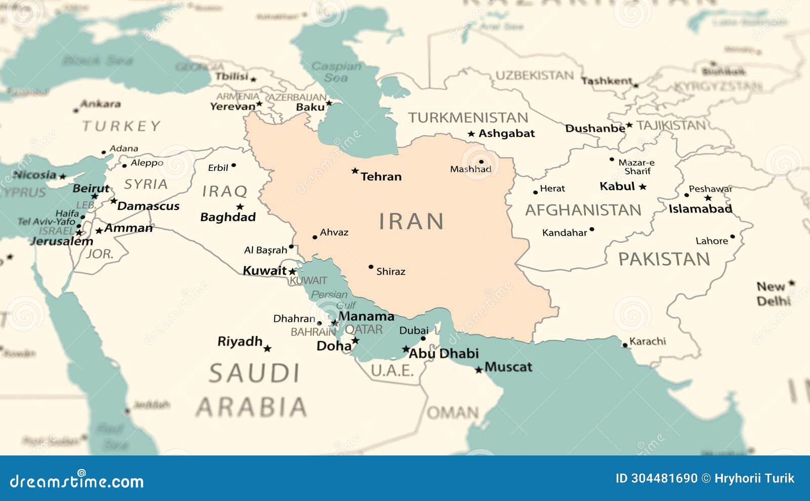 Iran on the world map stock illustration. Illustration of direction ...