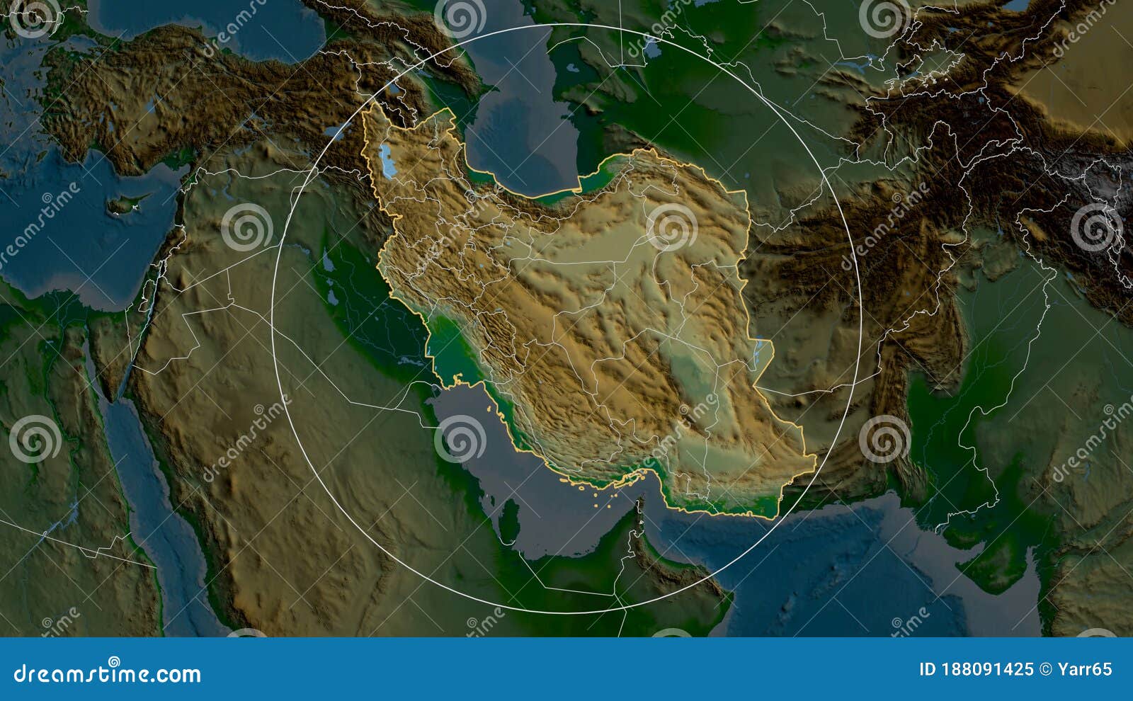 Iran - circled. Physical stock illustration. Illustration of subregion ...
