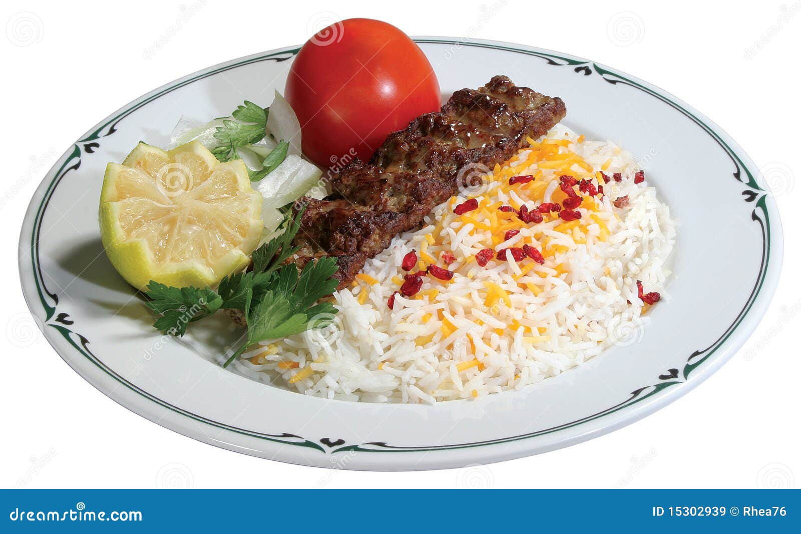 Iranian chelo kebab stock image. Image of eastern, rice - 15302939