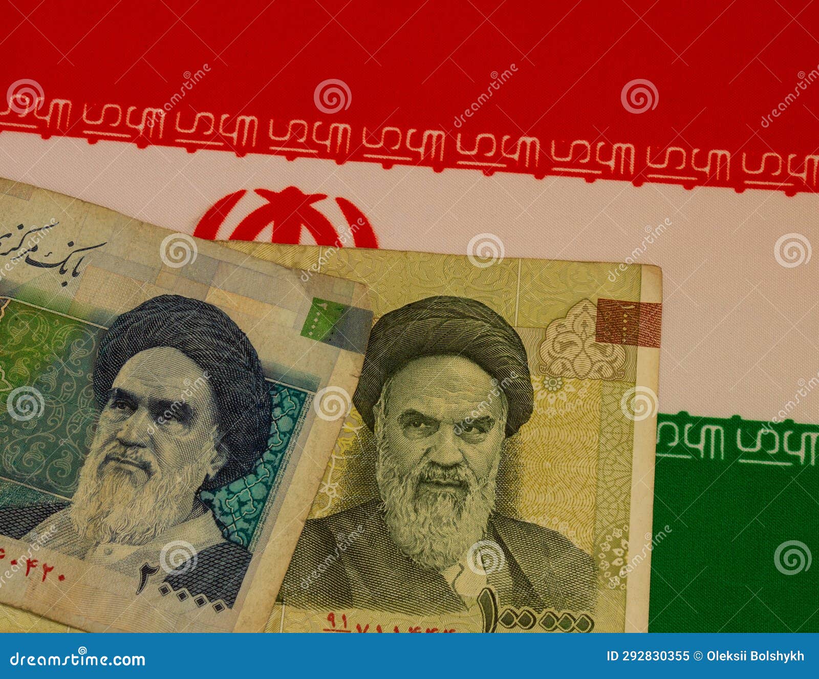 Iranian Currency Banknotes and the National Flag As the Background ...