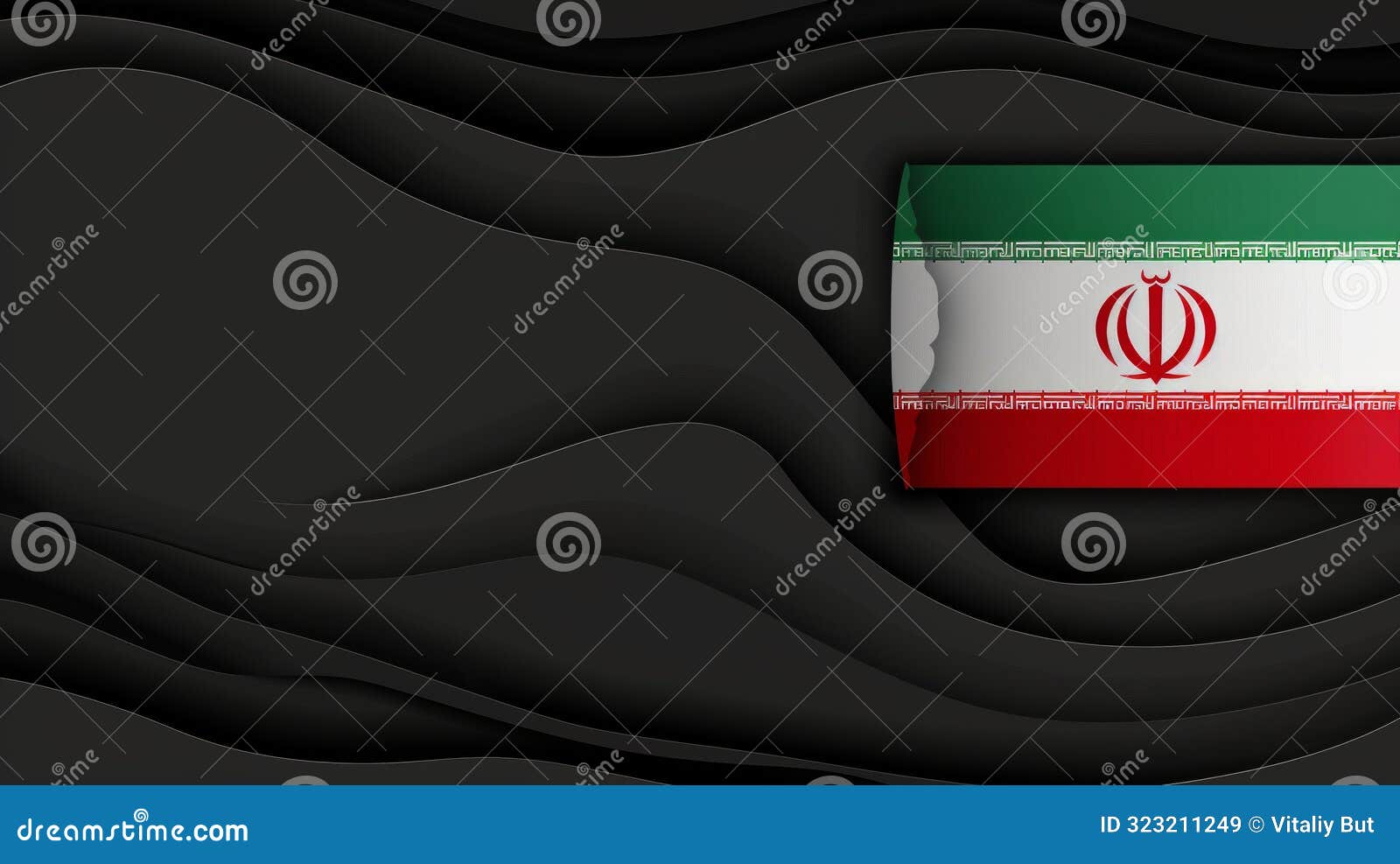 Iranian Flag Mockup With A Black, Wavy, Paper Background Royalty-Free ...